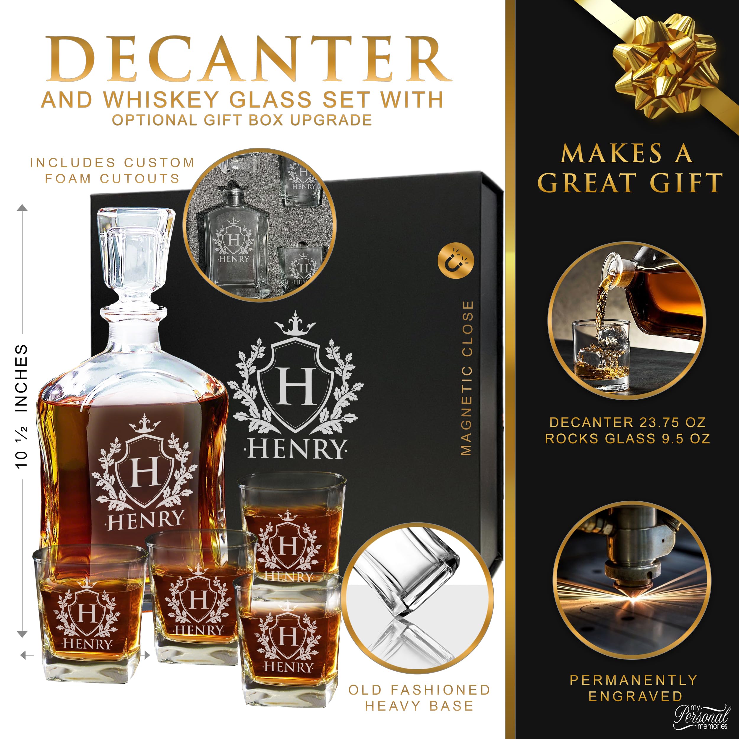 Custom Decanter My Personal Memories, Personalized 5 Pc Whiskey ...