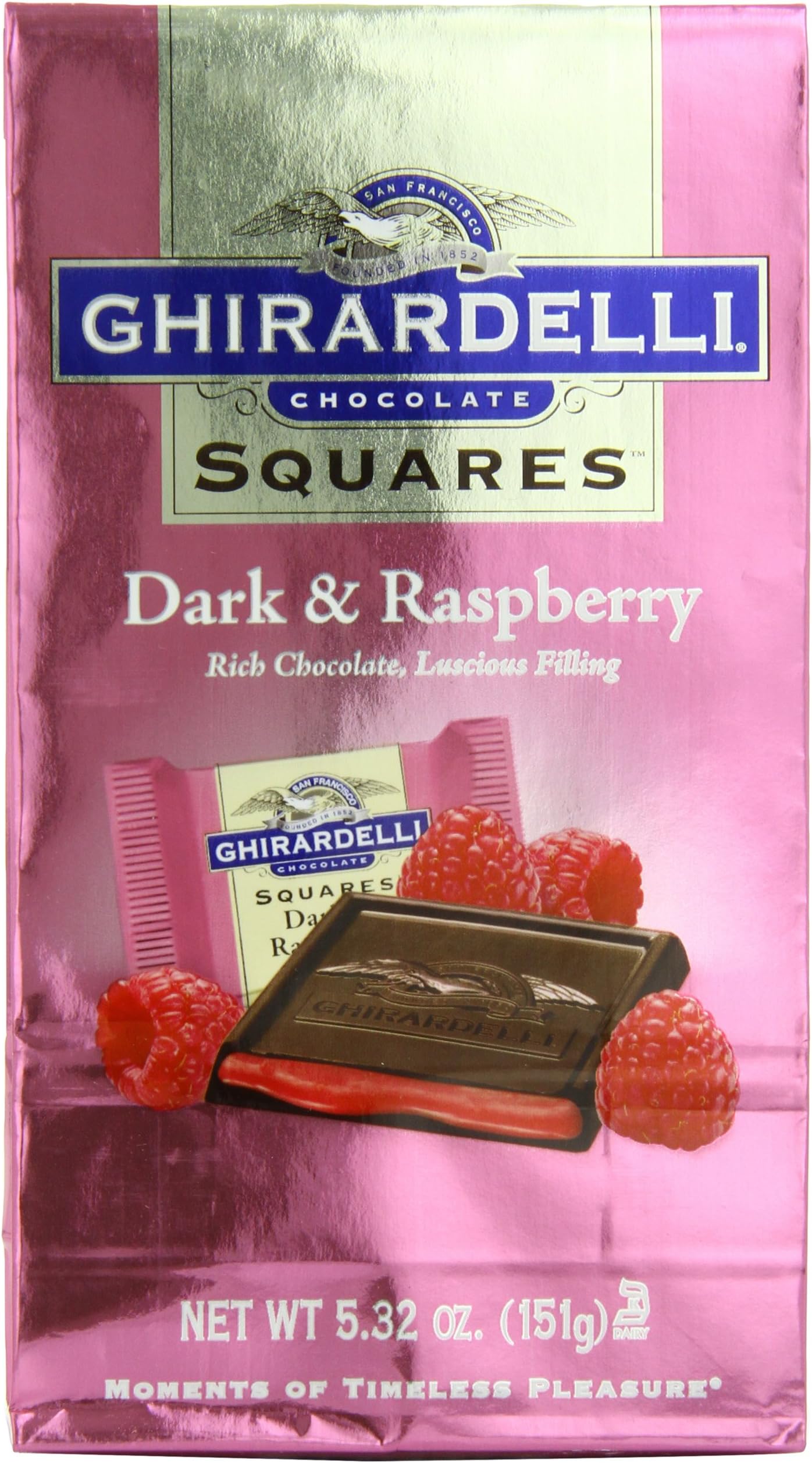 Amazon.com : Ghirardelli Chocolate Squares, Dark & Raspberry Filled, 5. ...
