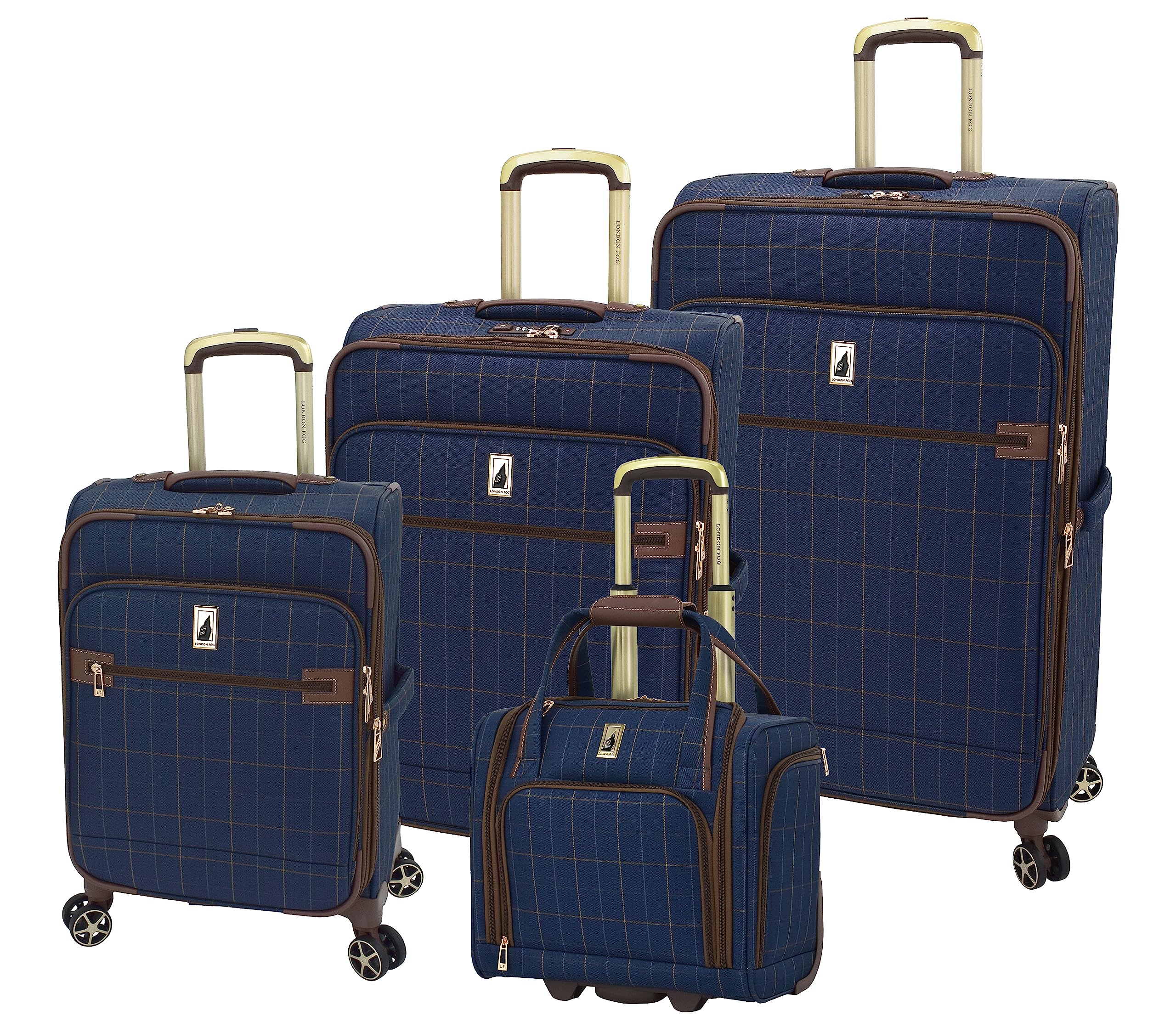 Amazon.com | London Fog Liverpool 4 Piece Nested Set Navy Windowpane ...