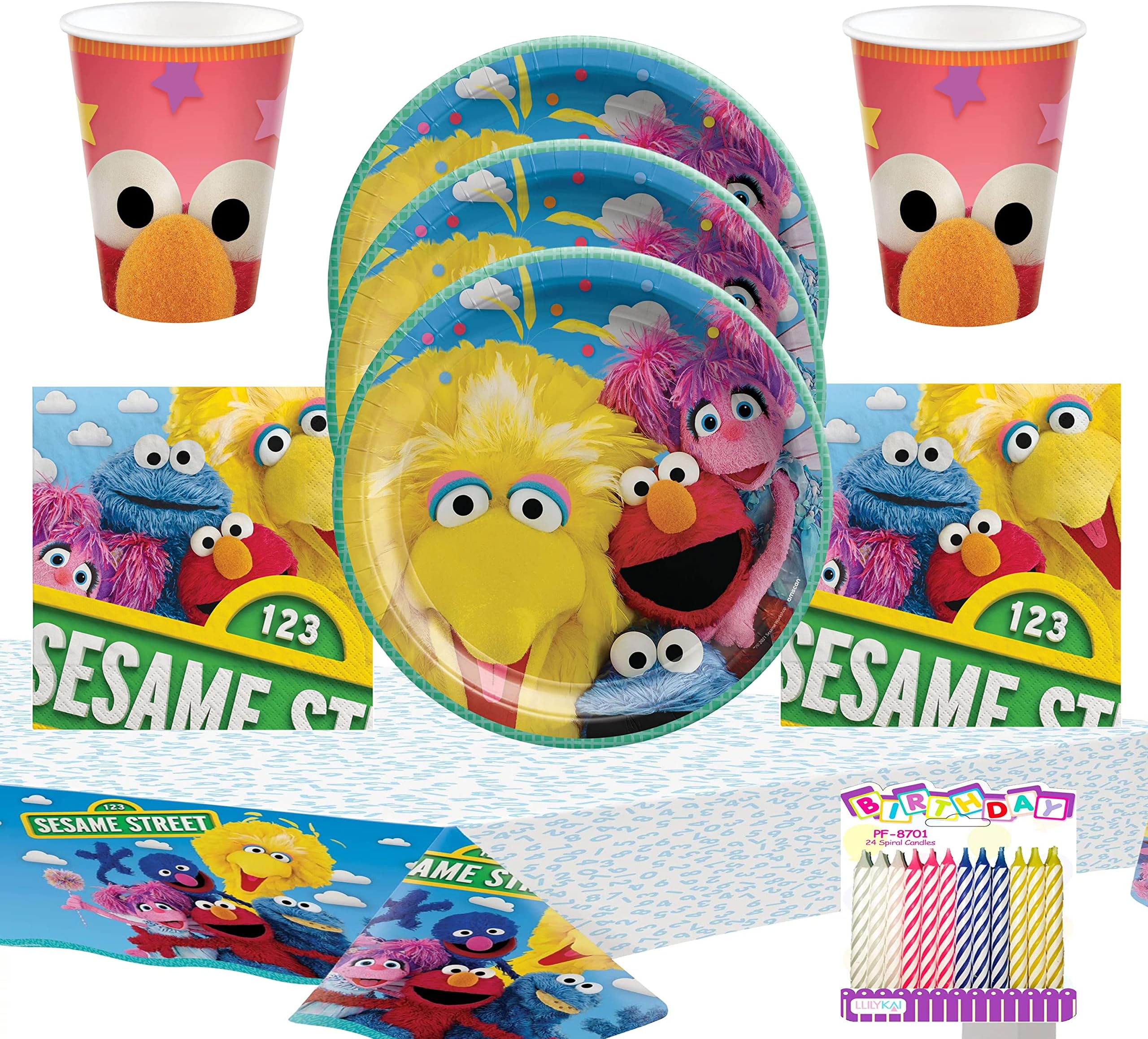 Amazon.com: Everyday Sesame Street Elmo Party Supplies Pack Serves 16: ...