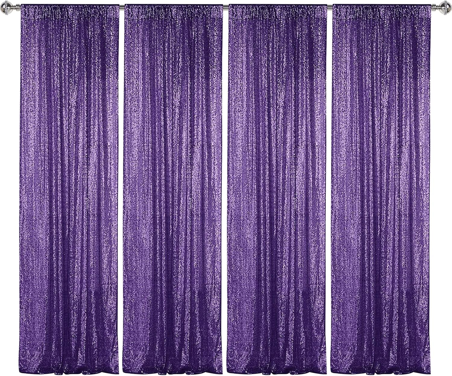 Amazon.com : Sugargirl Purple Sequin Backdrop Curtain 4 Panels 2FTx8FT ...