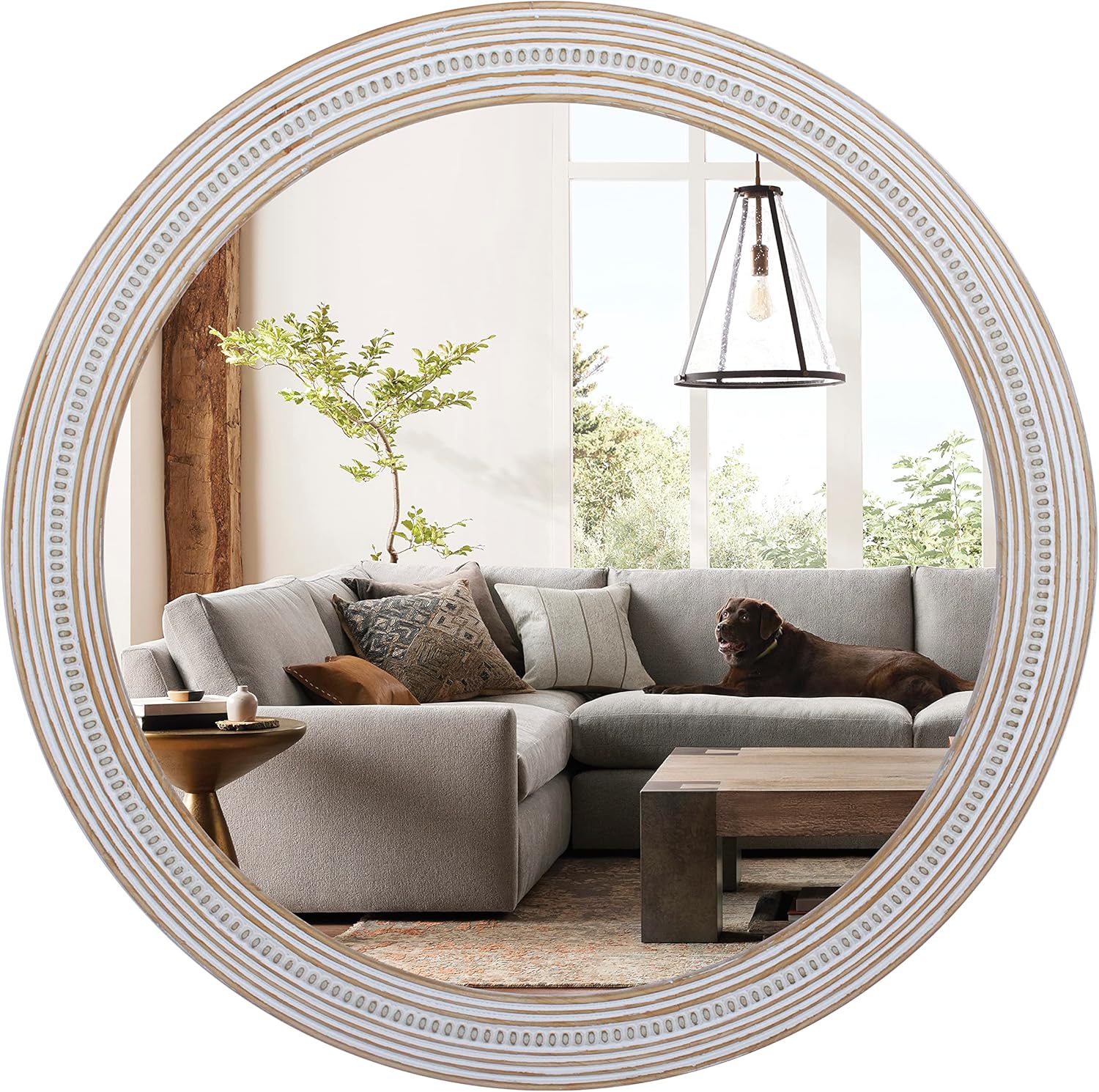 Amazon.com: Reflinto 30 Inches Farmhouse Round Wood Mirrors for Wall ...