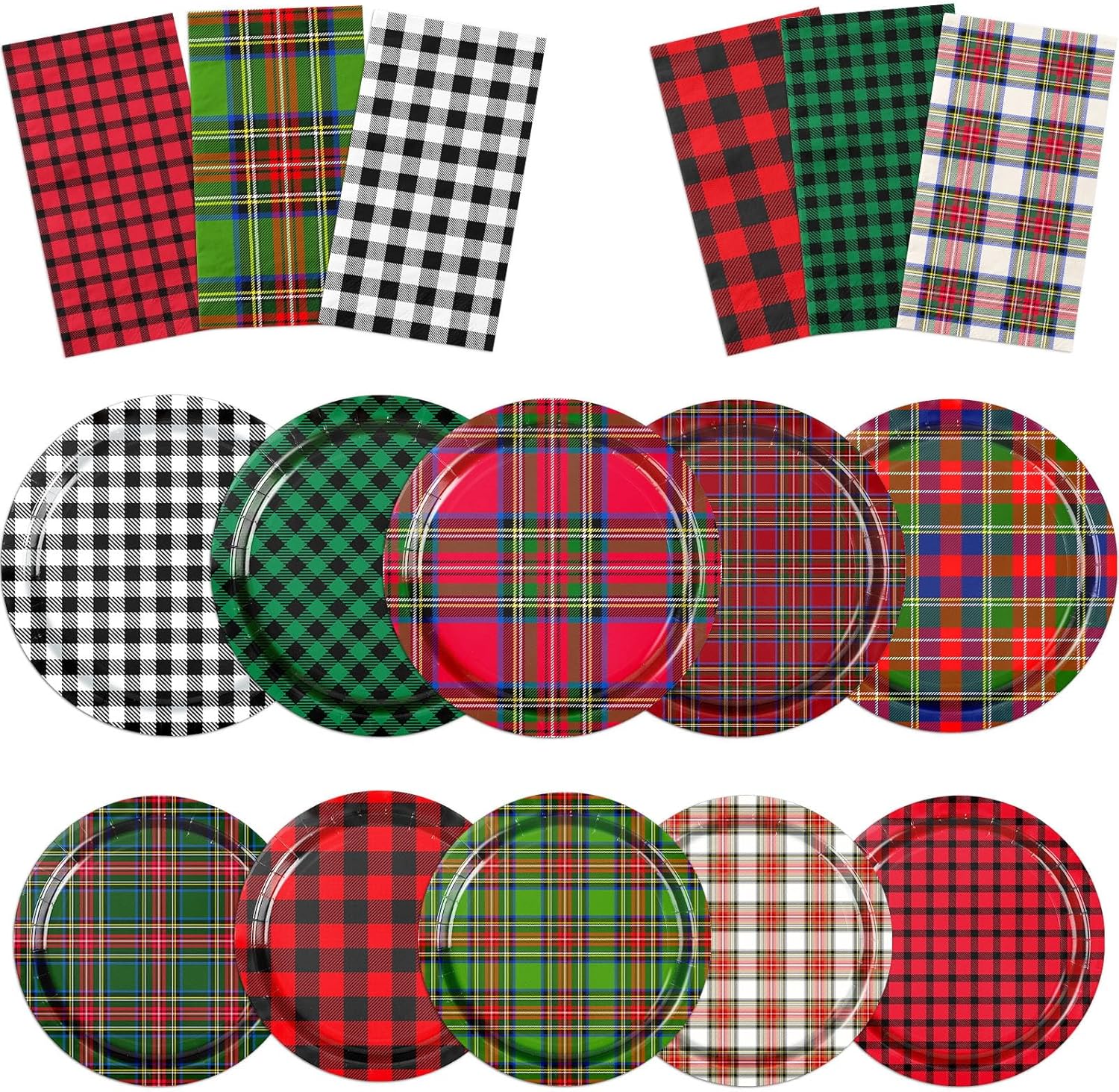 Amazon.com: Pymurod Christmas Paper Plates and Napkins Christmas Party ...