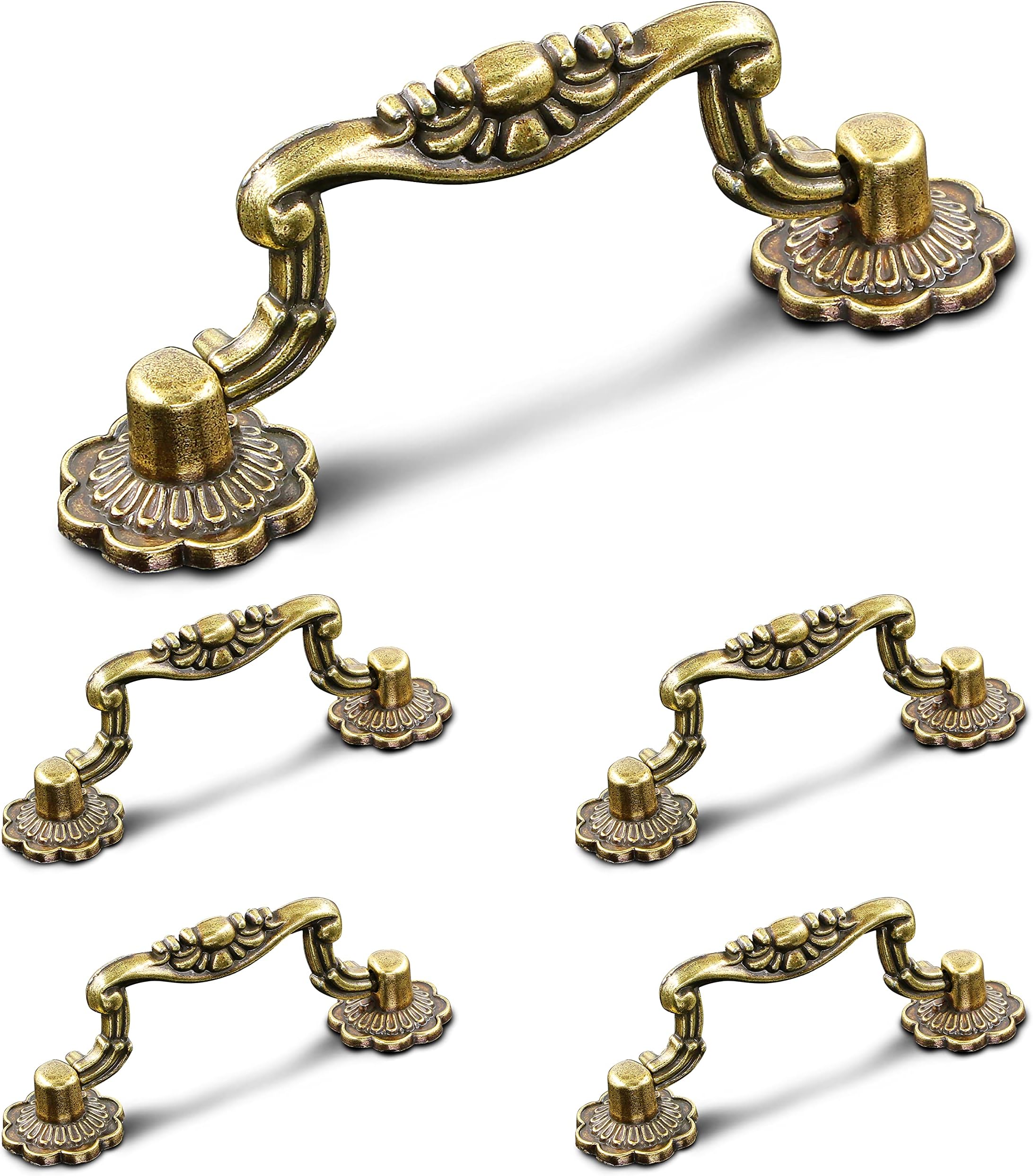 Jetland French Provincial Drawer Pulls - 6-Pack, Aged Silver, 3" Hole ...