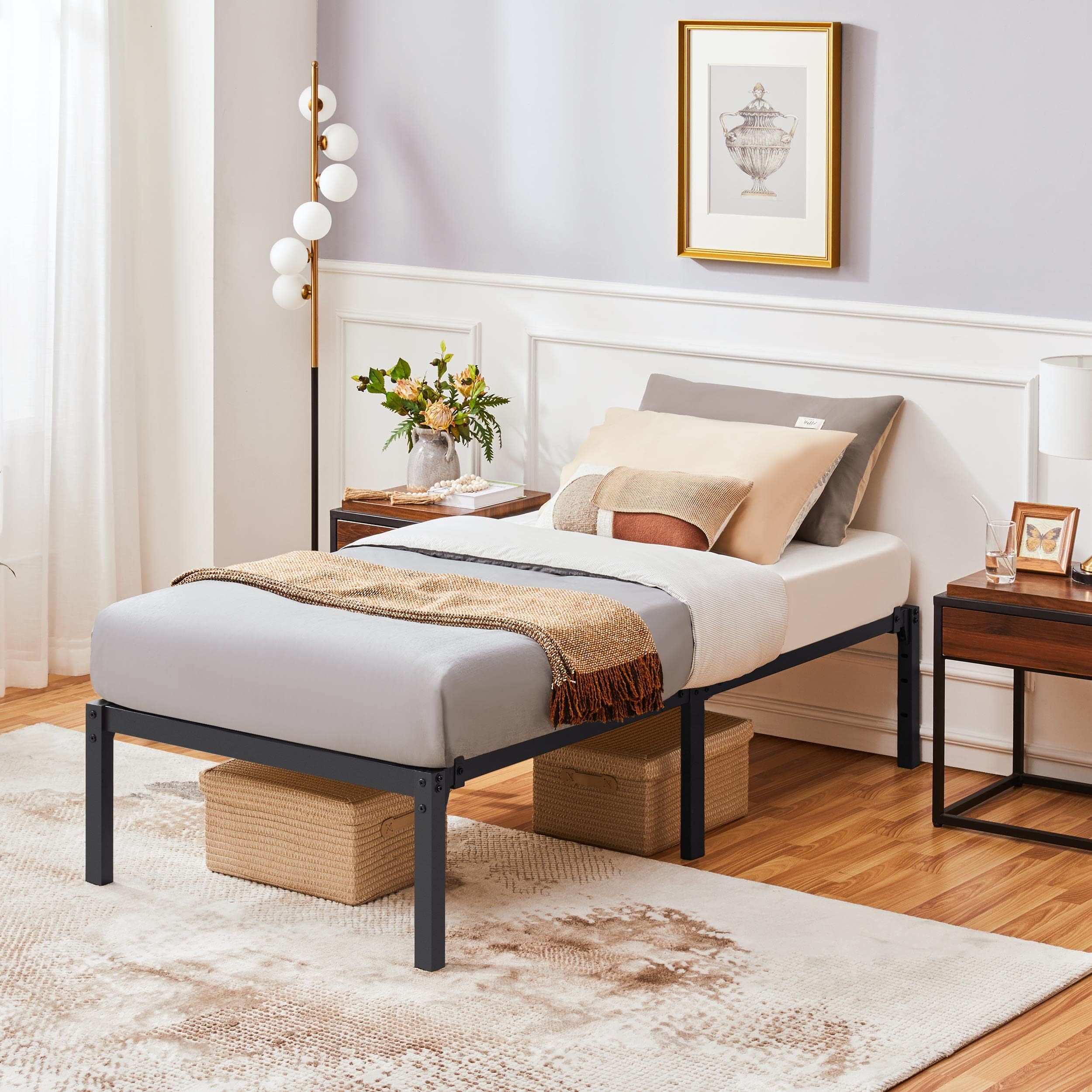 Boston 2ft 6" Small Single Black Modern Metal Bed : Amazon.co.uk: Home ...