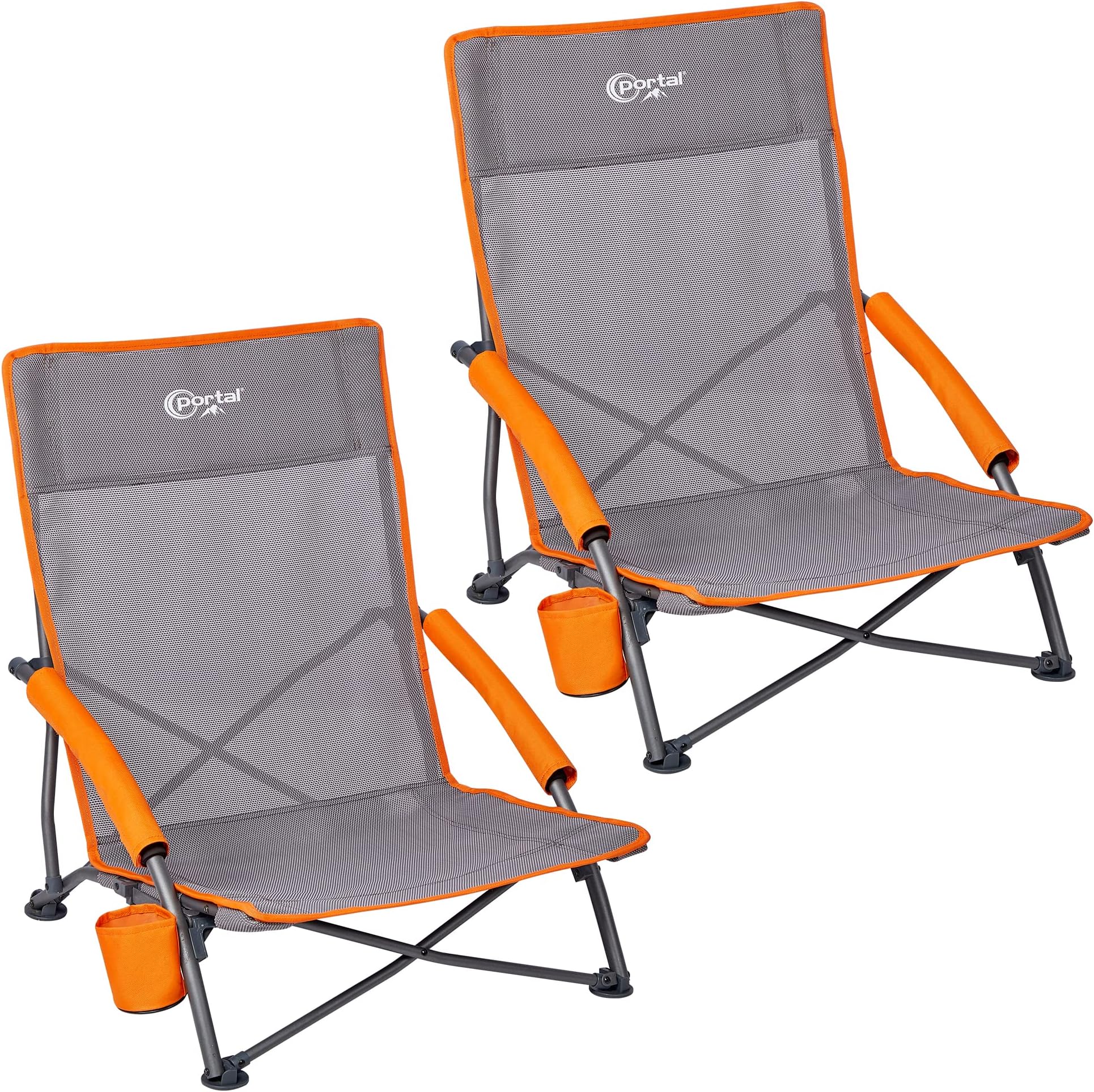 Amazon.com: XGEAR High Back Low Seat Folding Beach Chair with Cup ...