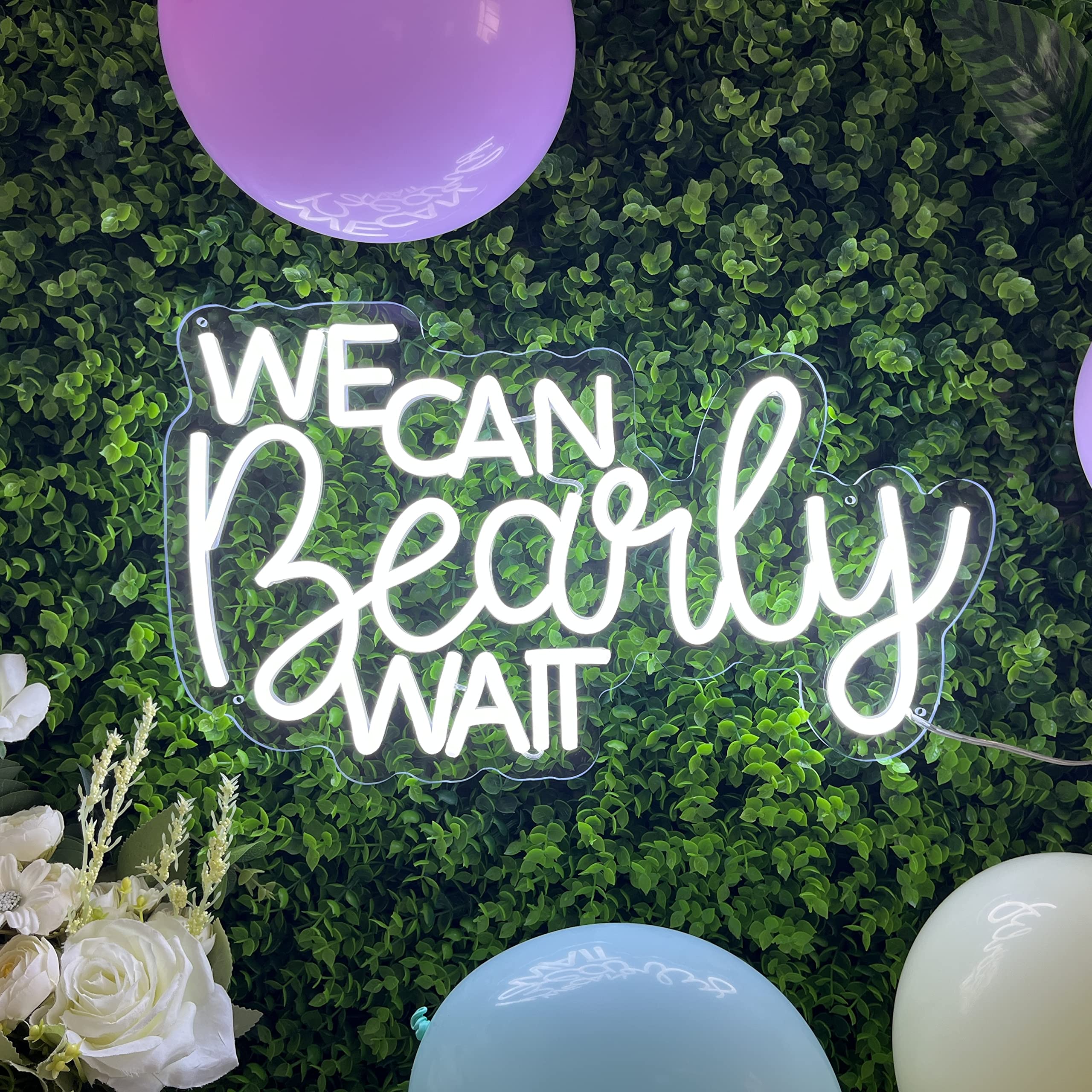 Amazon.com : We Can Bearly Wait Neon Sign for Baby Shower Decorations ...