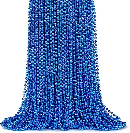 Amazon.com: ZYFLSQ 100 Pcs 33" 7mm Metallic Blue Beads Necklaces, Bulk ...