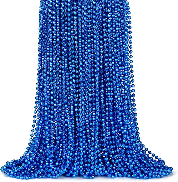 Amazon.com: ZYFLSQ 100 Pcs 33" 7mm Metallic Blue Beads Necklaces, Bulk ...