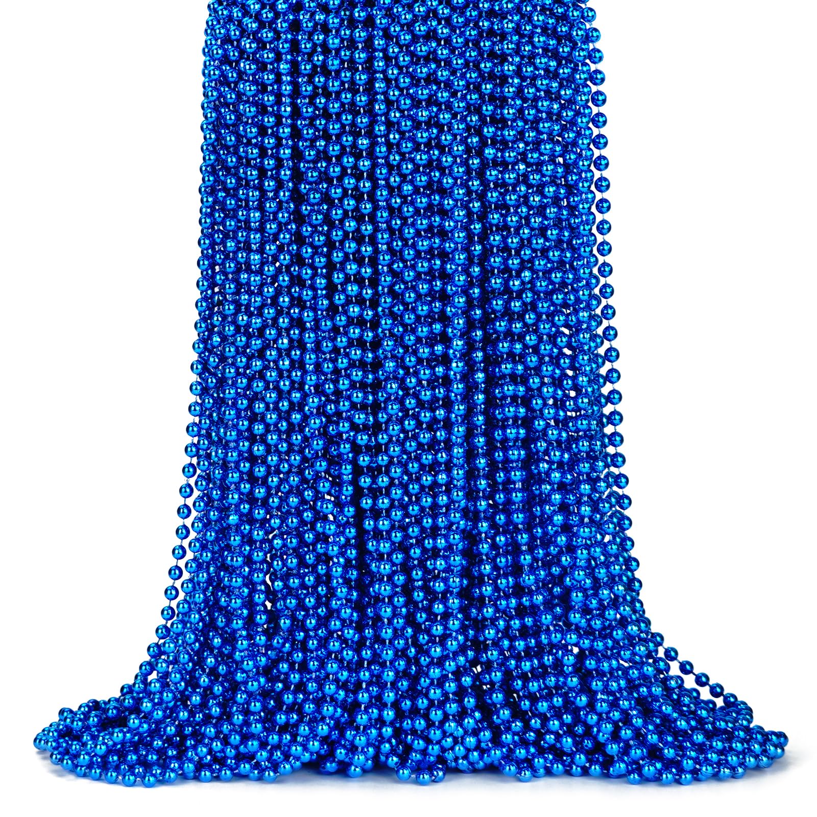 Amazon.com: ZYFLSQ 100 Pcs 33" 7mm Metallic Blue Beads Necklaces, Bulk ...