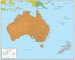 Amazon.com: Swiftmaps Australia Wall Map GeoPolitical Edition: Posters ...