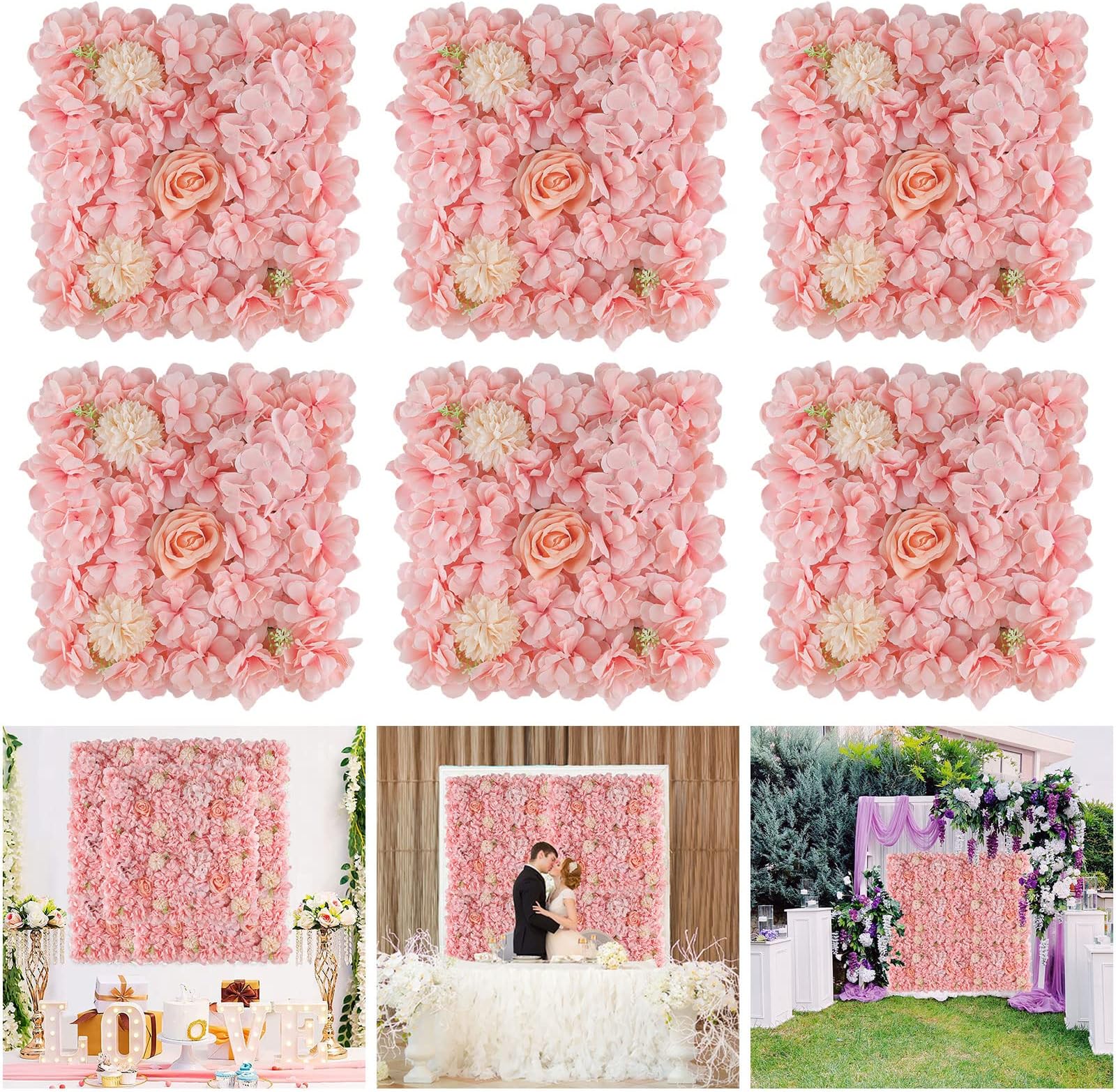 Amazon.com: ZMZQ&flw 6pcs 35 * 35 Pink Flower Wall Panels Set for ...
