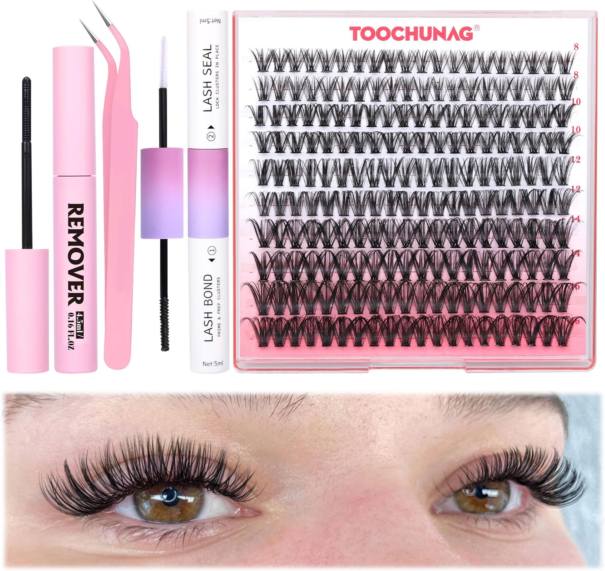 Amazon.com: 40D Lash Extension Kit 200pcs Cluster Eyelash Extensions ...