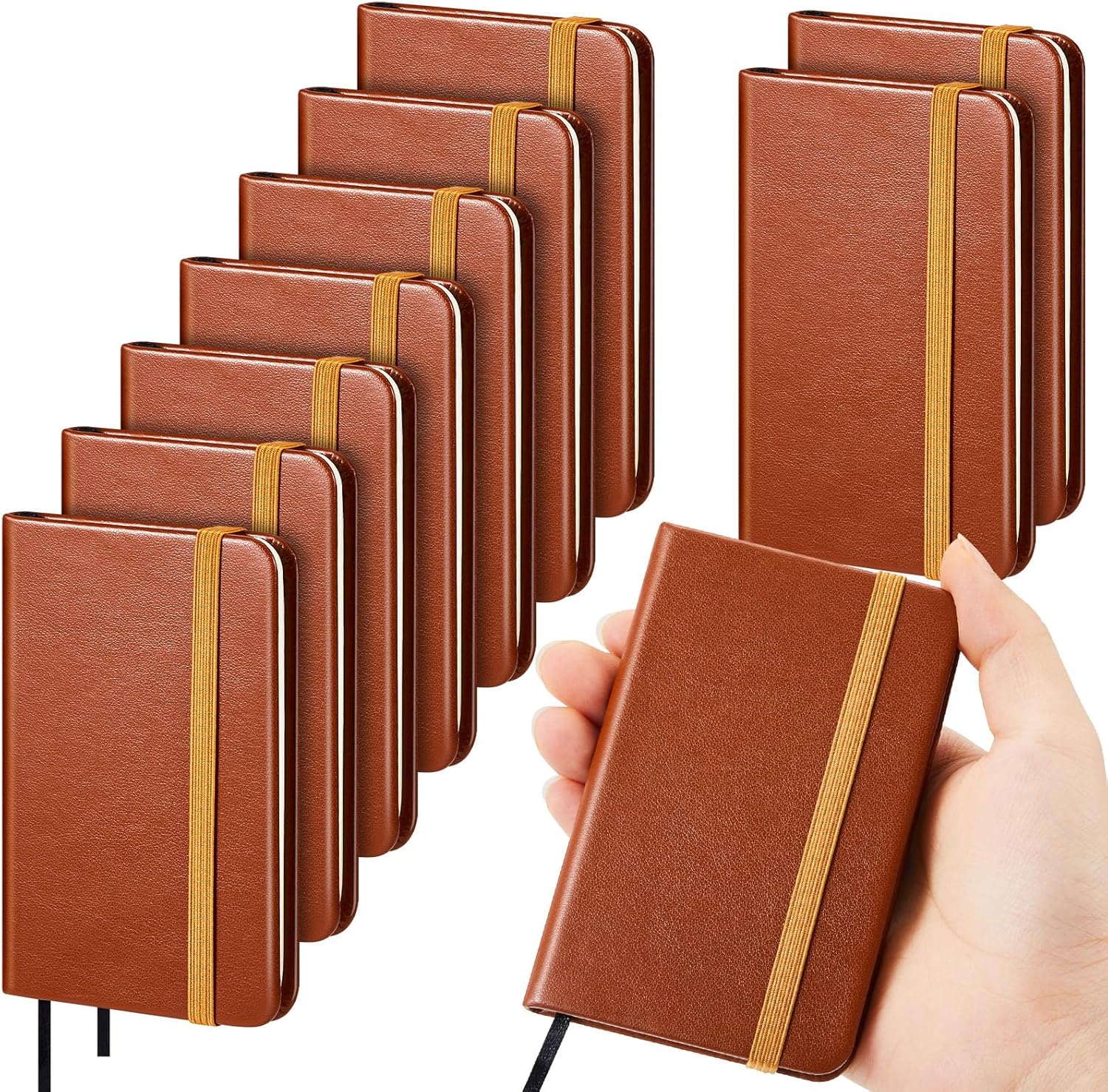 Amazon.com : Qeeenar 10 Pcs Hardcover Leather Pocket Notebook 4 x 2.5 ...