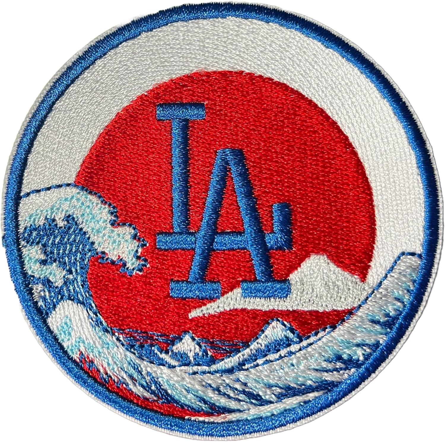 Amazon.com: LA Baseball Patch | Great Wave Japanese Art Style | Los ...