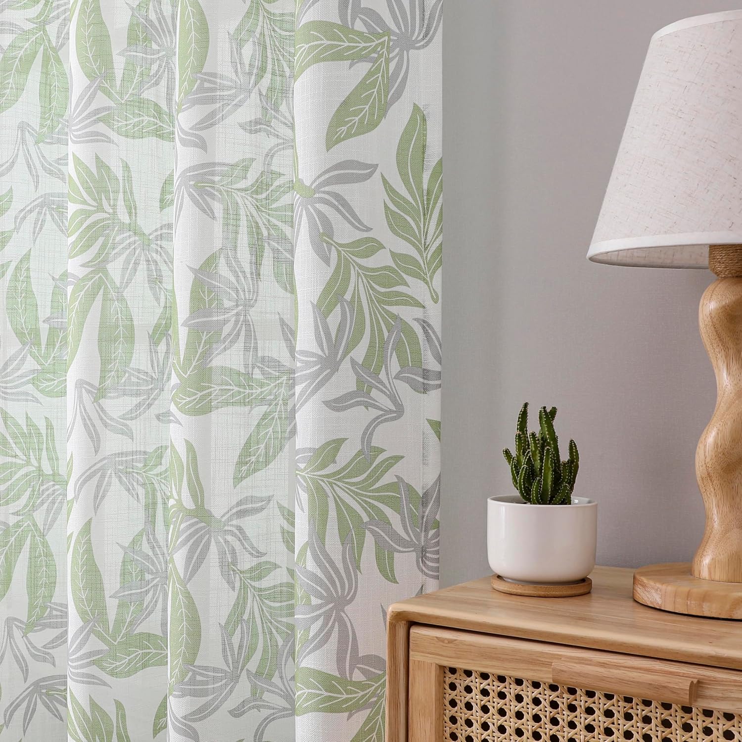 Amazon.com: SXZJTEX Semi Sheer Leaf Curtains,Botanical Vintage Modern ...