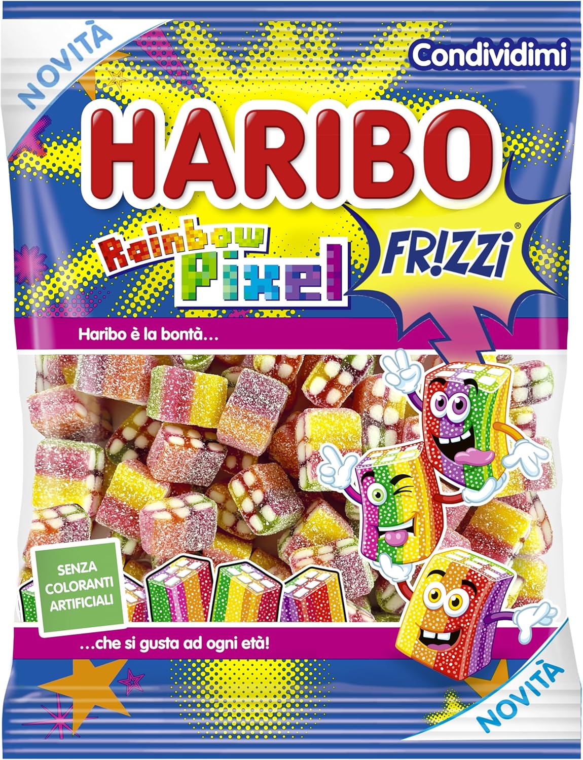 Haribo Rainbow Pixel Caramelle Gommose Frizzanti, Gusto Frutta, 160g : Amazon.it: Alimentari e ...