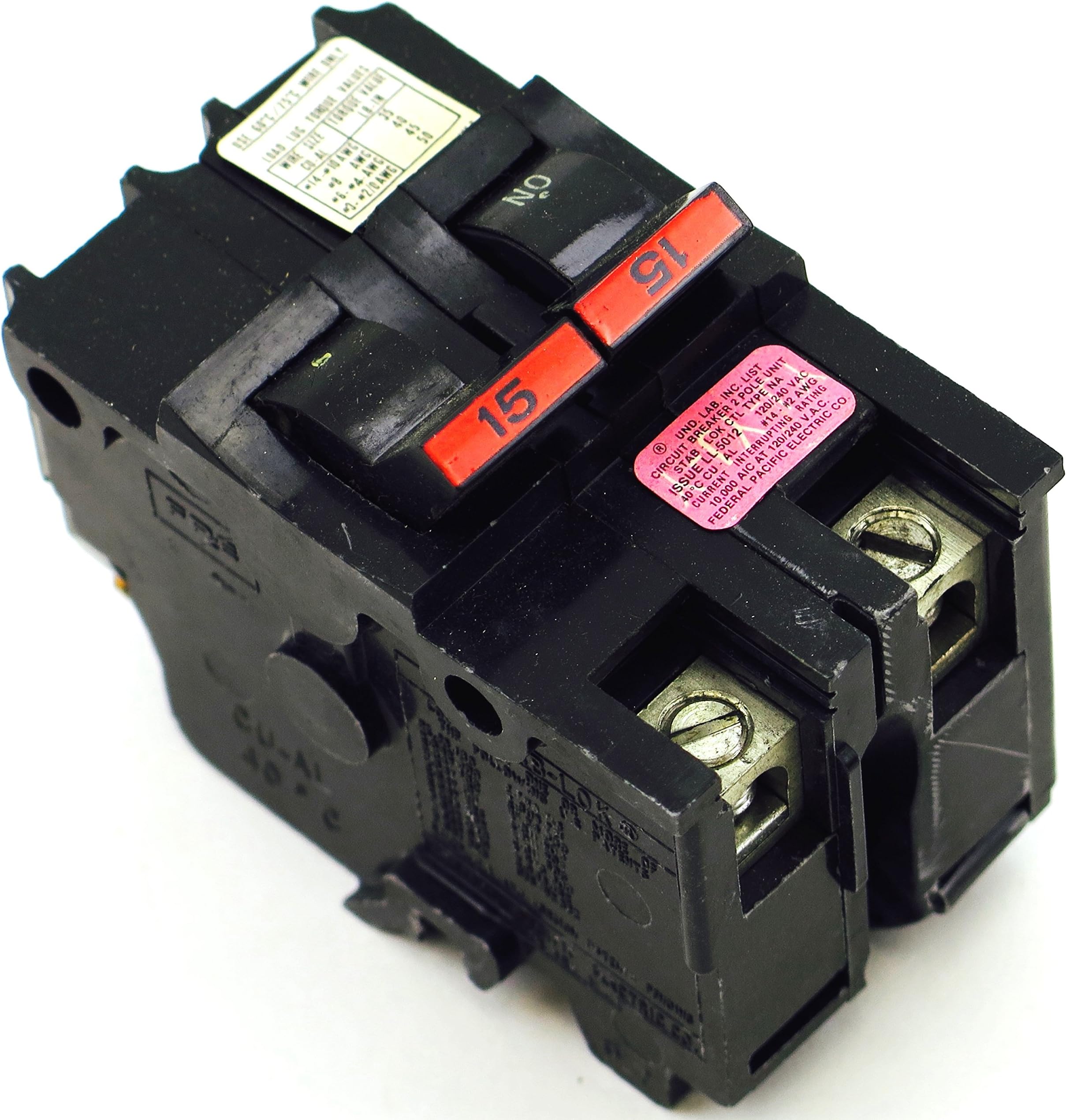 A NA215 STAB-LOK FEDERAL PACIFIC 15 AMP, 2 POLE FPE BREAKER 15A 2P ...