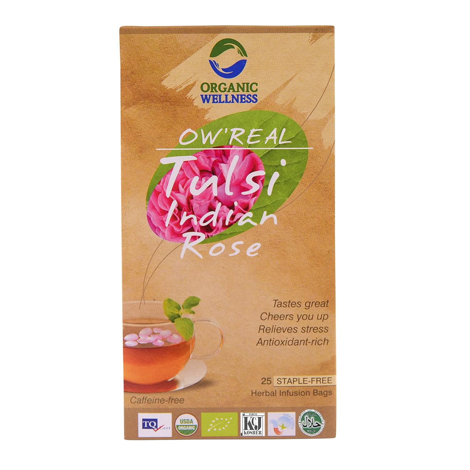 Organic Wellness Tulsi Indian Rose Tea | 25 Tea Bags : Amazon.in ...