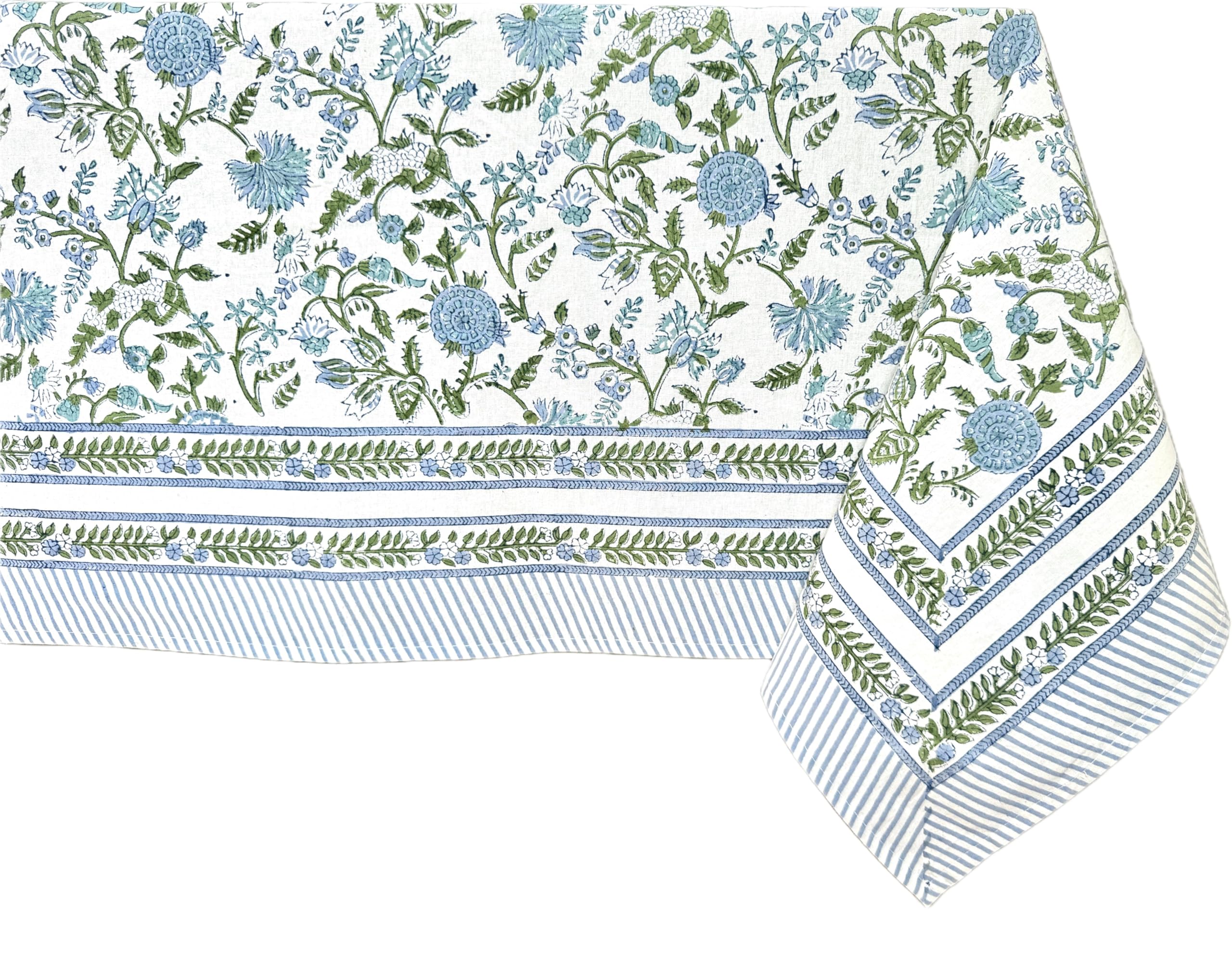 Amazon.com: ATOSII Mahoka Blue 100% Cotton Fall Tablecloth, Handblock ...