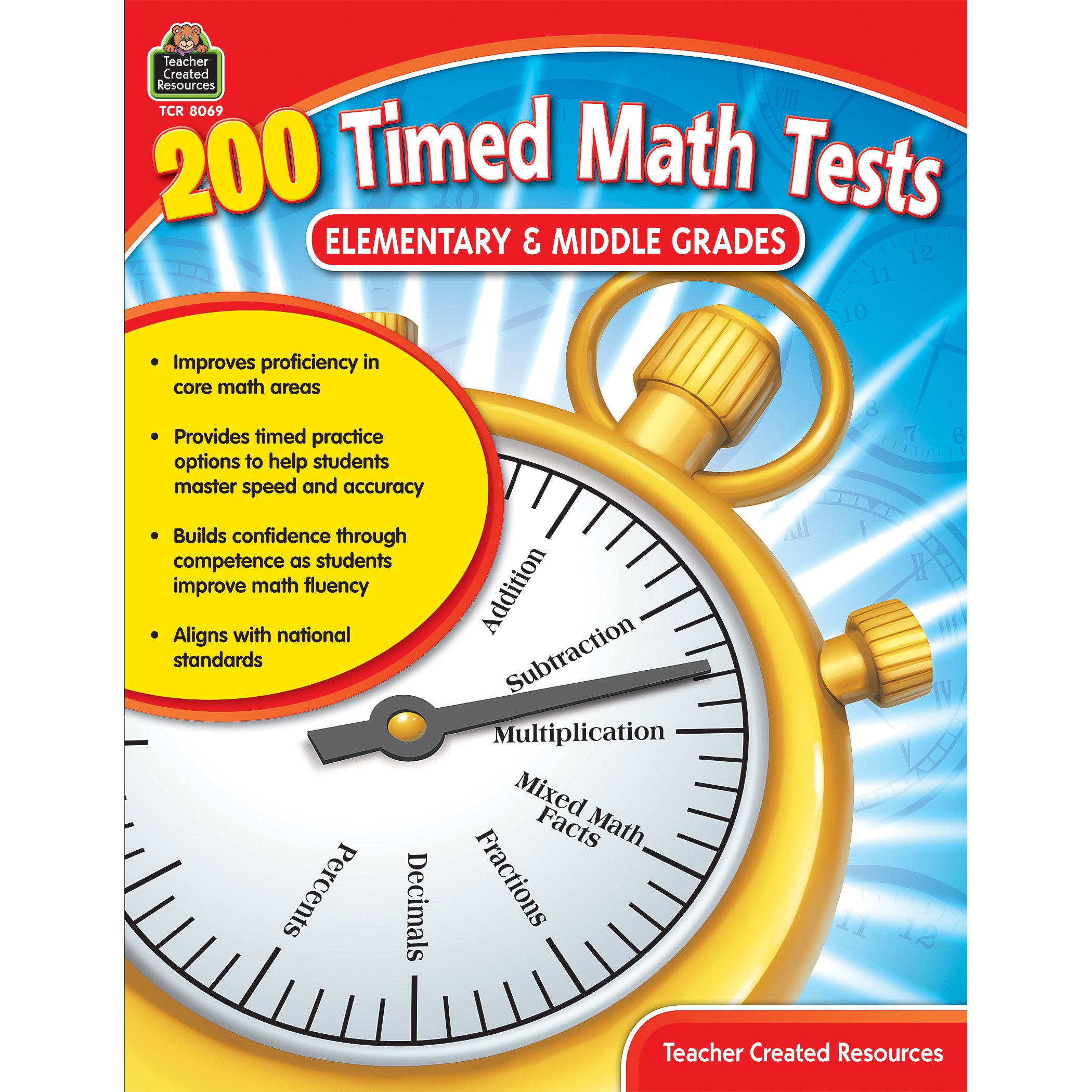 Amazon.com: 200 Timed Math Tests, Elementary & Middle Grades from ...