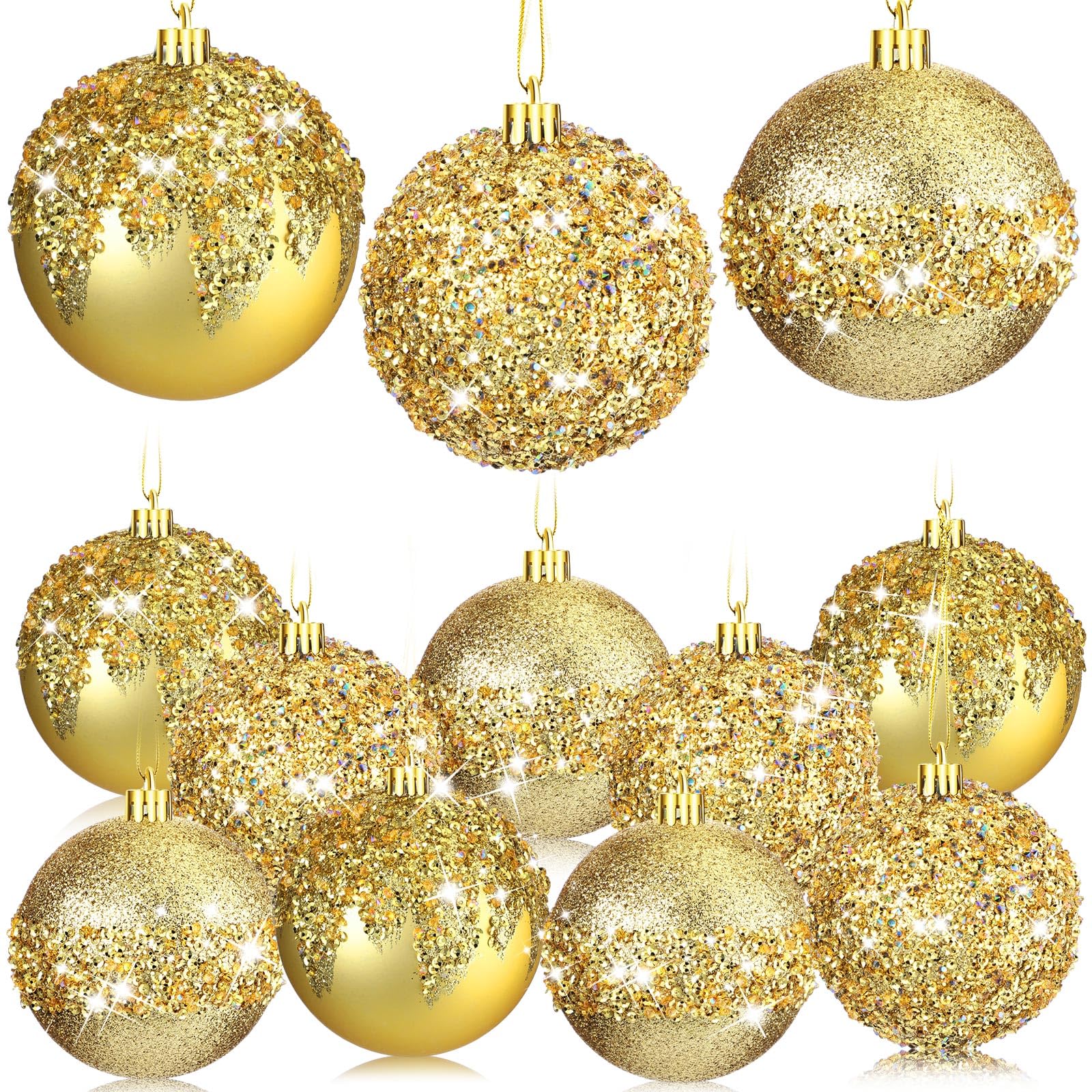 Amazon.com: Syhood 12 Pieces Glitter Christmas Ball Ornaments ...