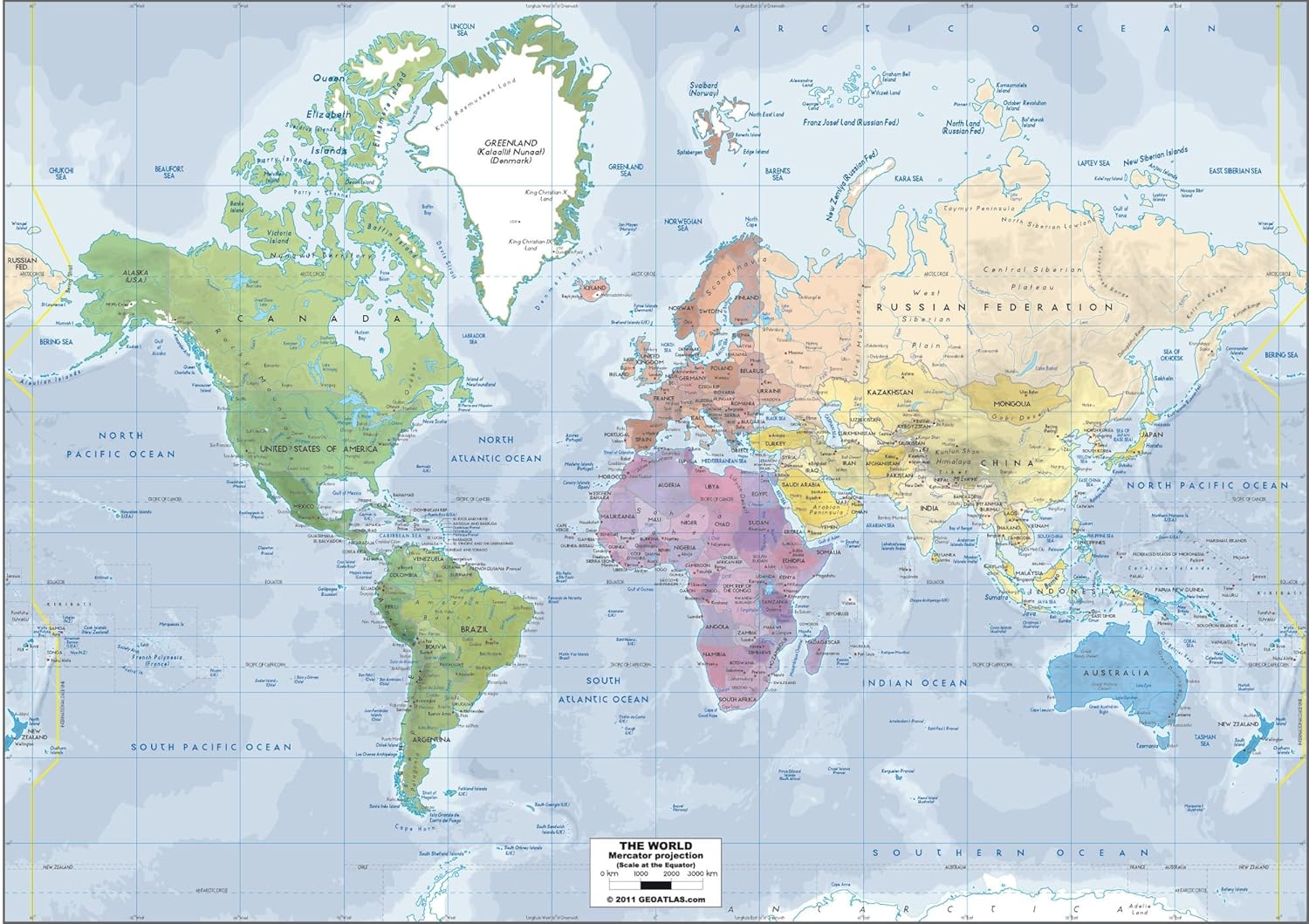 Amazon.com: Traditional World Map Canvas - Europe Centred : Home & Kitchen