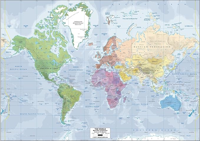 Mercator Map Poster - Europe : Amazon.co.uk: Home & Kitchen