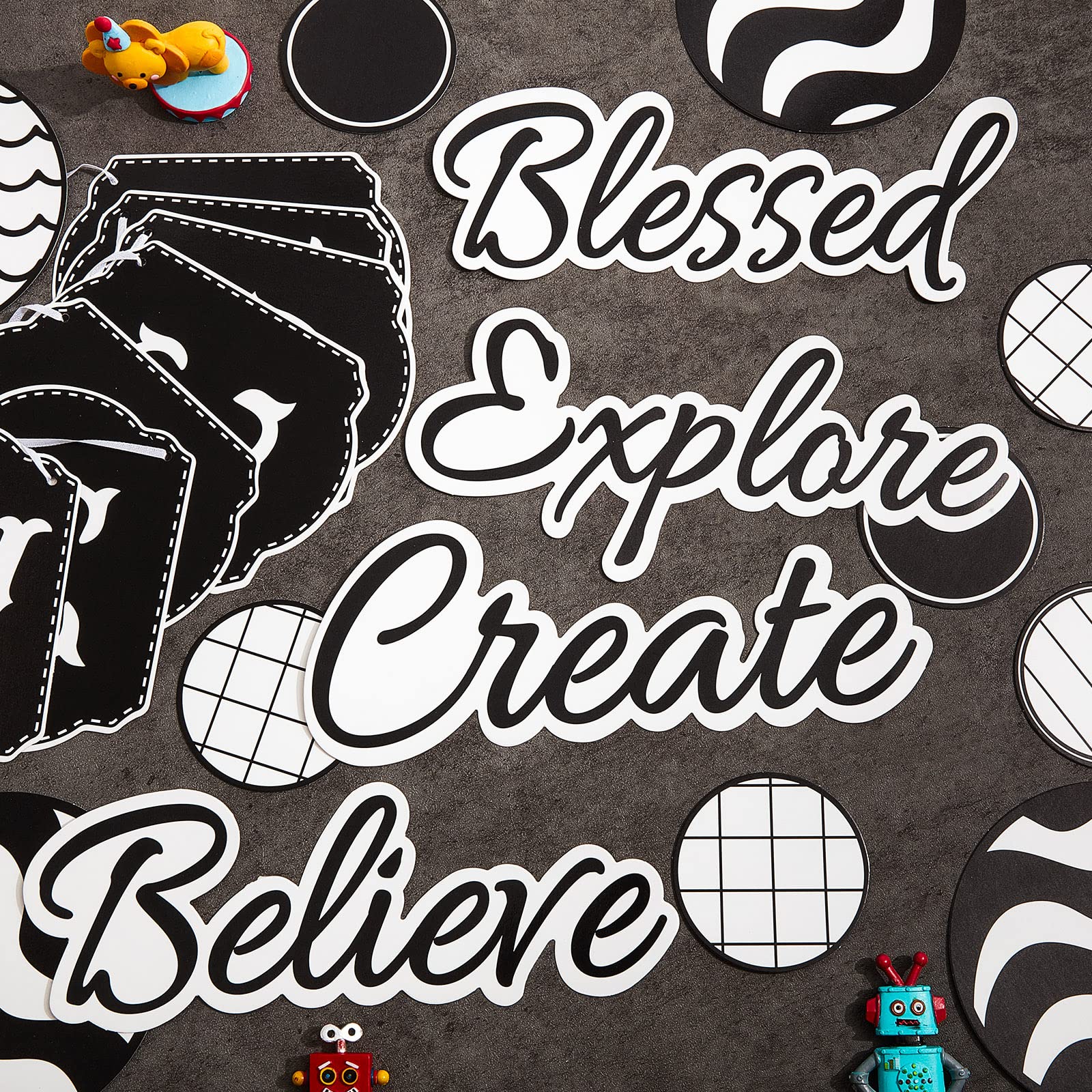 Poster Dots 107-Piece Black & White Welcome Bulletin Board Set ...