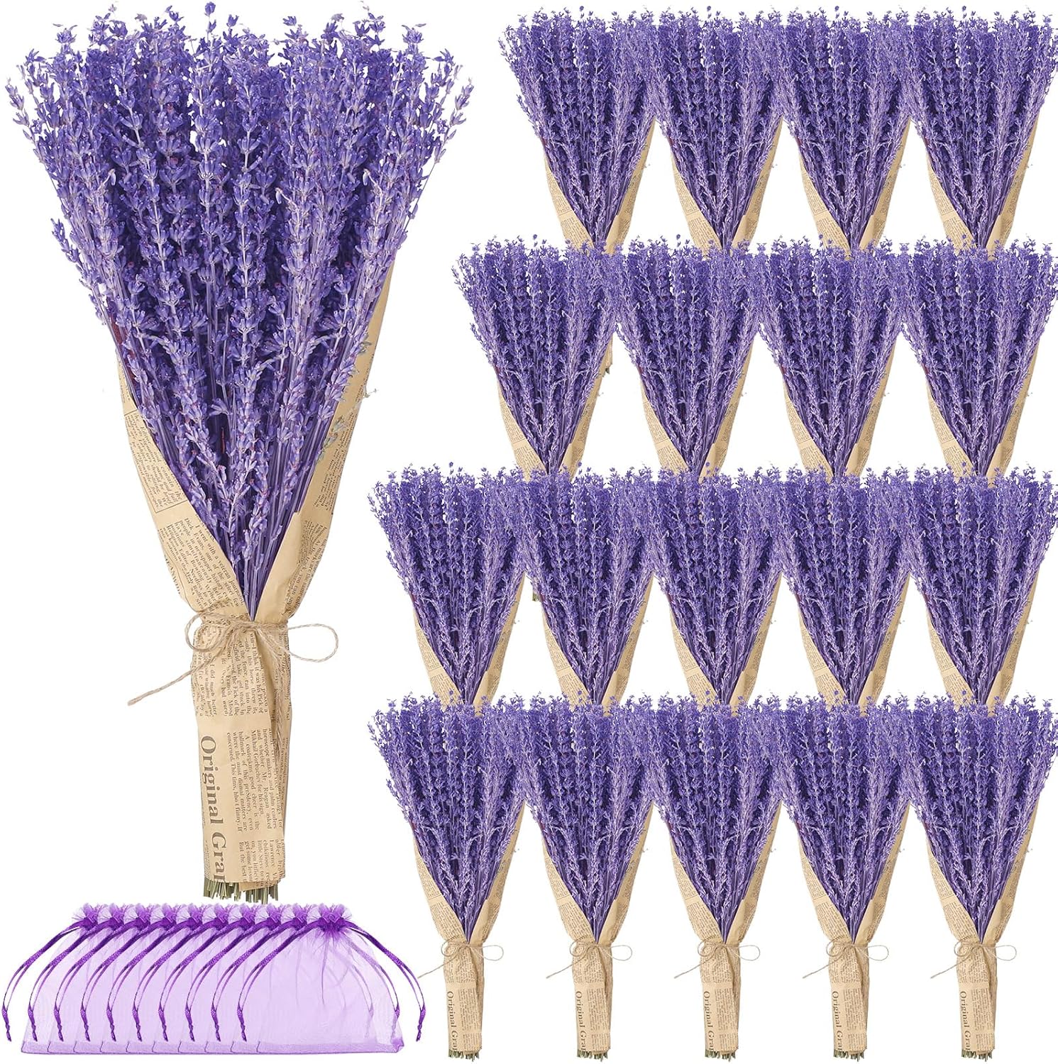Amazon.com: Yunlly 18 Bunches Dried Lavender Bundles 15.7 Inch Natural ...