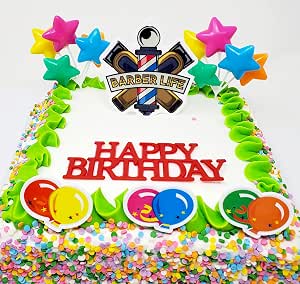 Amazon.com: Barber Life Themed 7 Piece Birthday Cake Topper Set (Unique ...