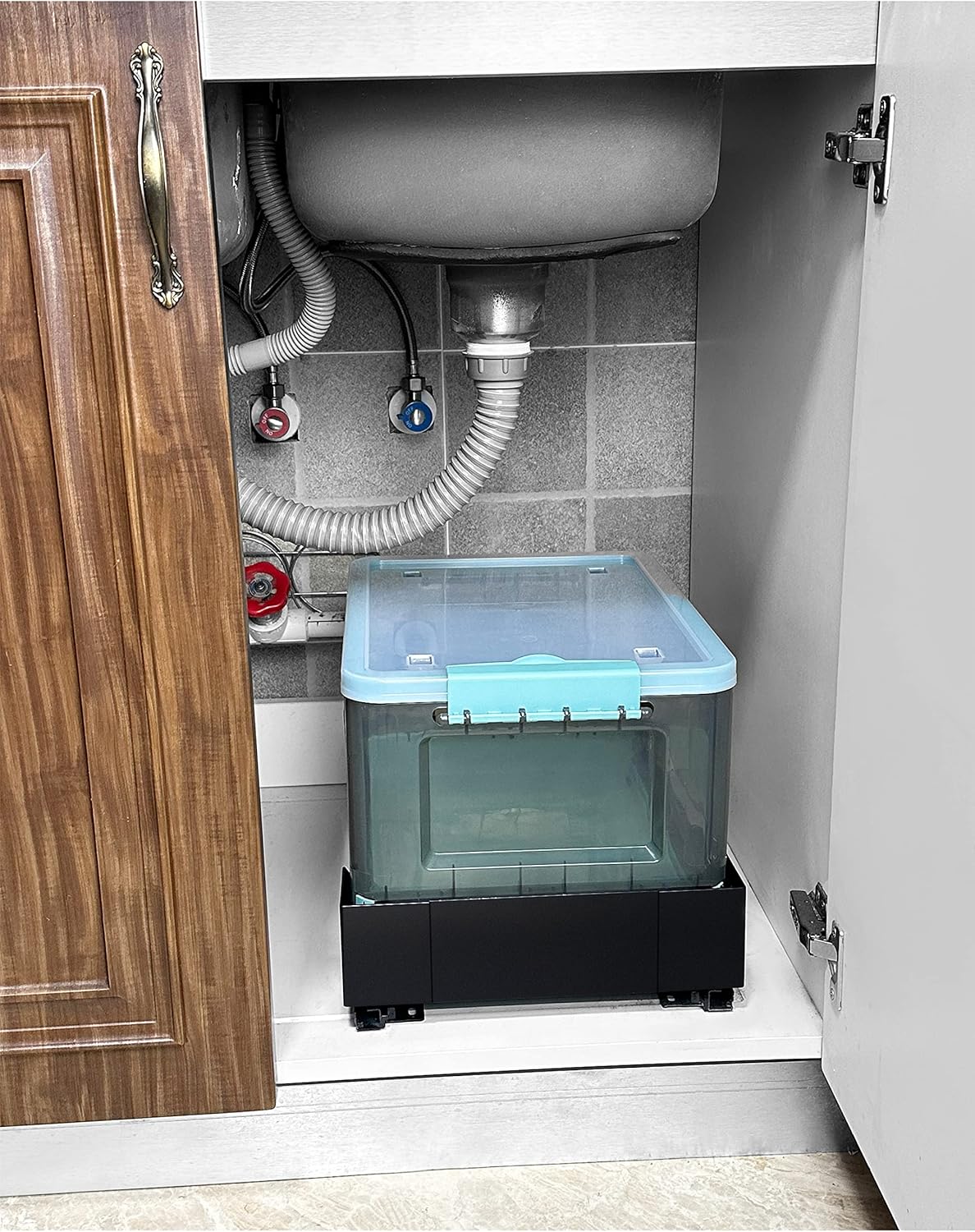 plastic style organizer container, side opening green transparent pull ...