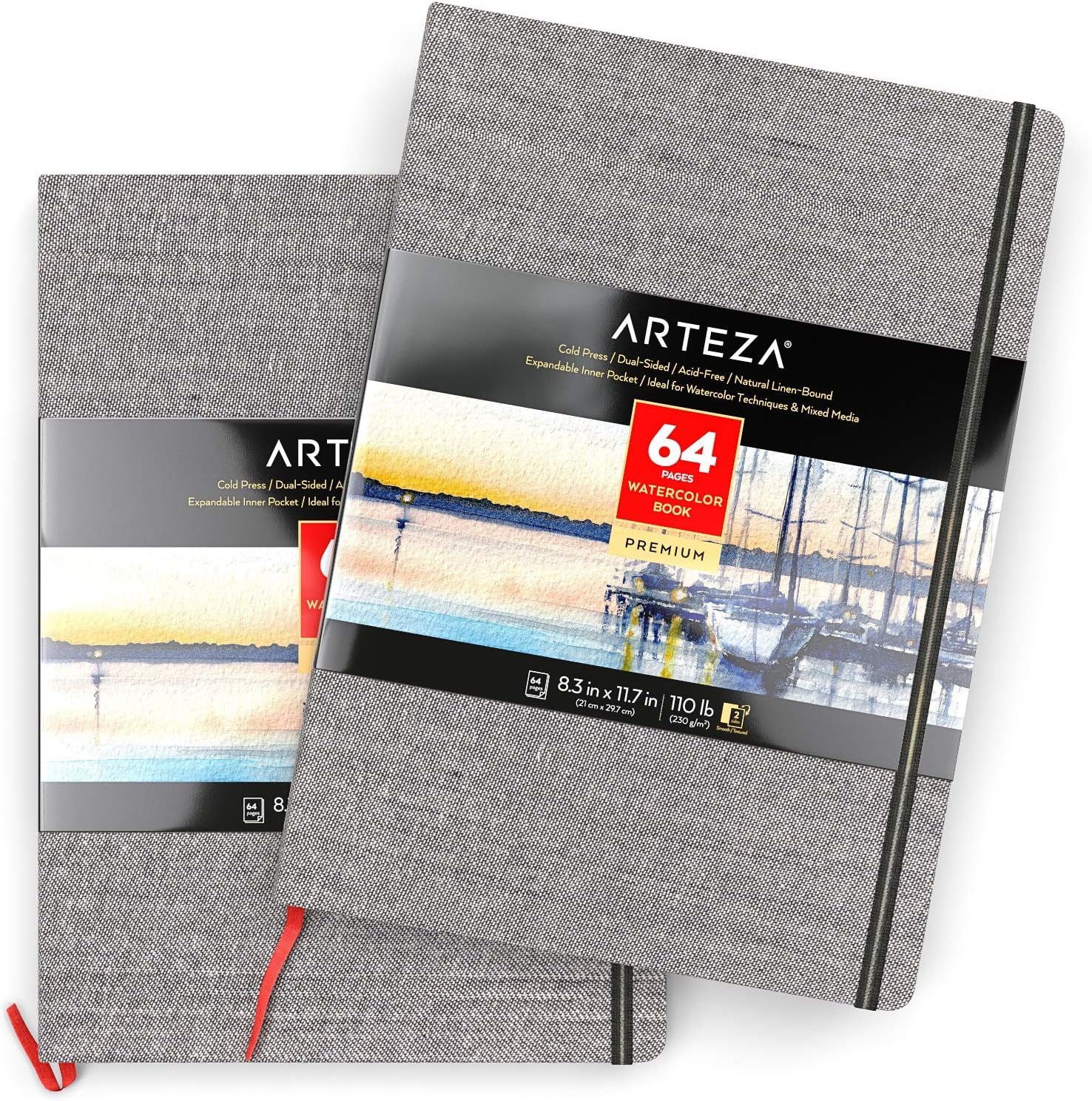 Amazon.com: ARTEZA Watercolor Book, Pack of 2, 64 Pages Each, 8.3x11.7 ...