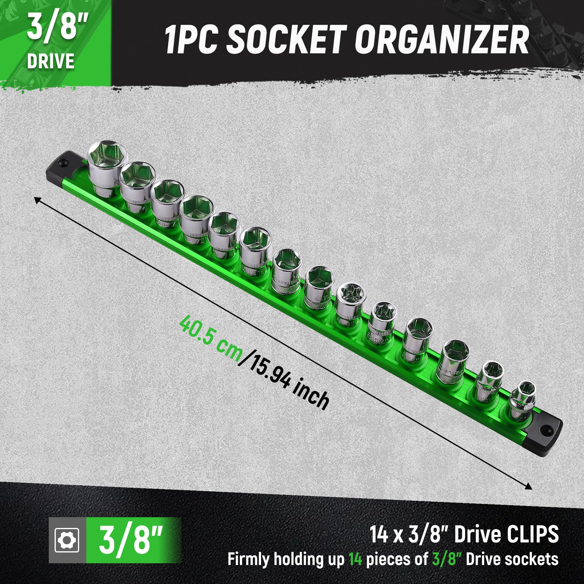 Snapklik.com : ALOANES Magnetic Socket Organizer, 3/8-Inch Drive ...