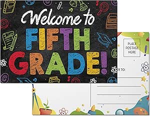 Amazon.com : AGAPE LOVE CARDS Welcome To 5th Grade Postcards - (50 Pack ...