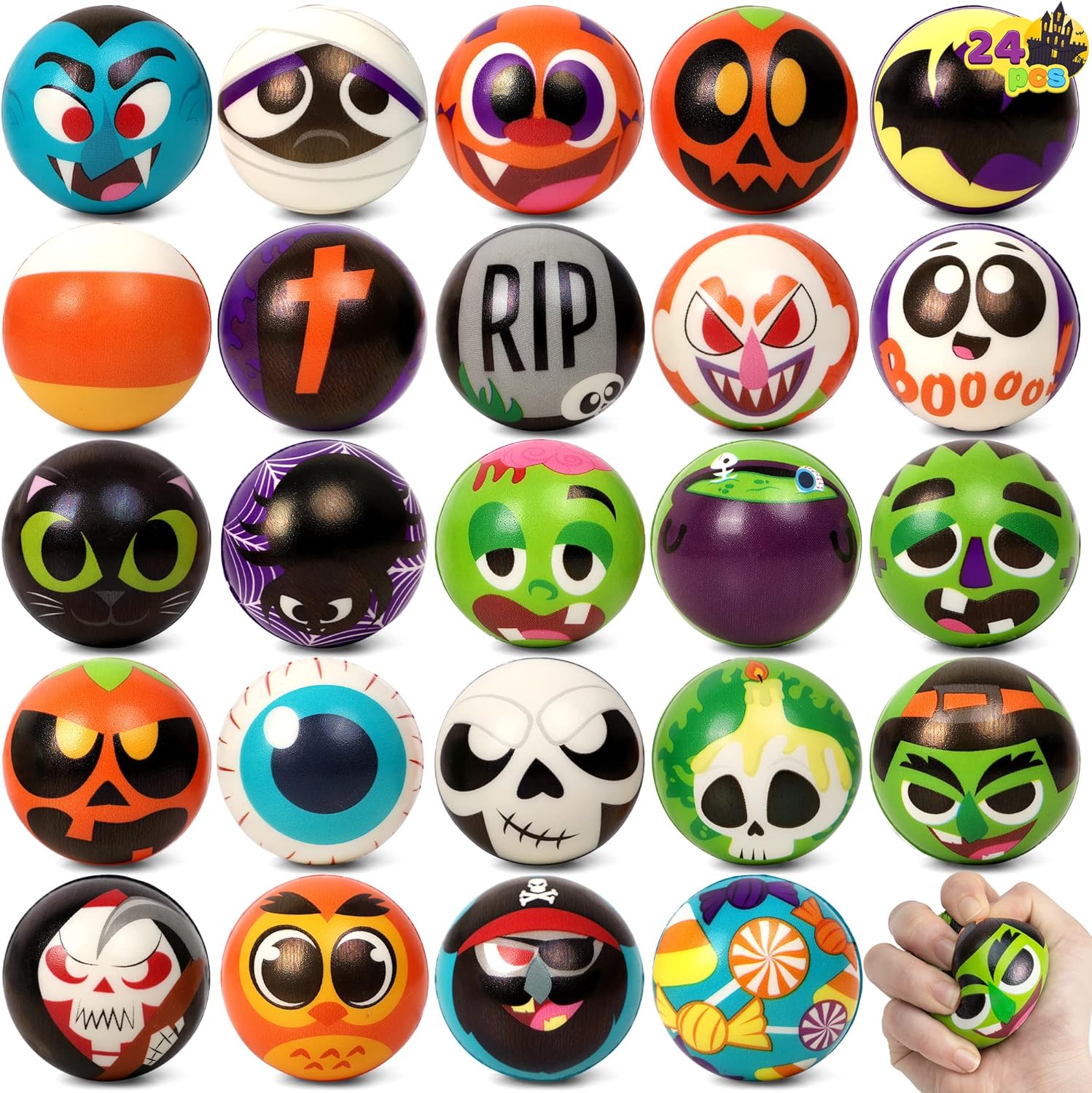 JOYIN 24 Stück Halloween Squishy Antistressball, Langsam Steigender ...