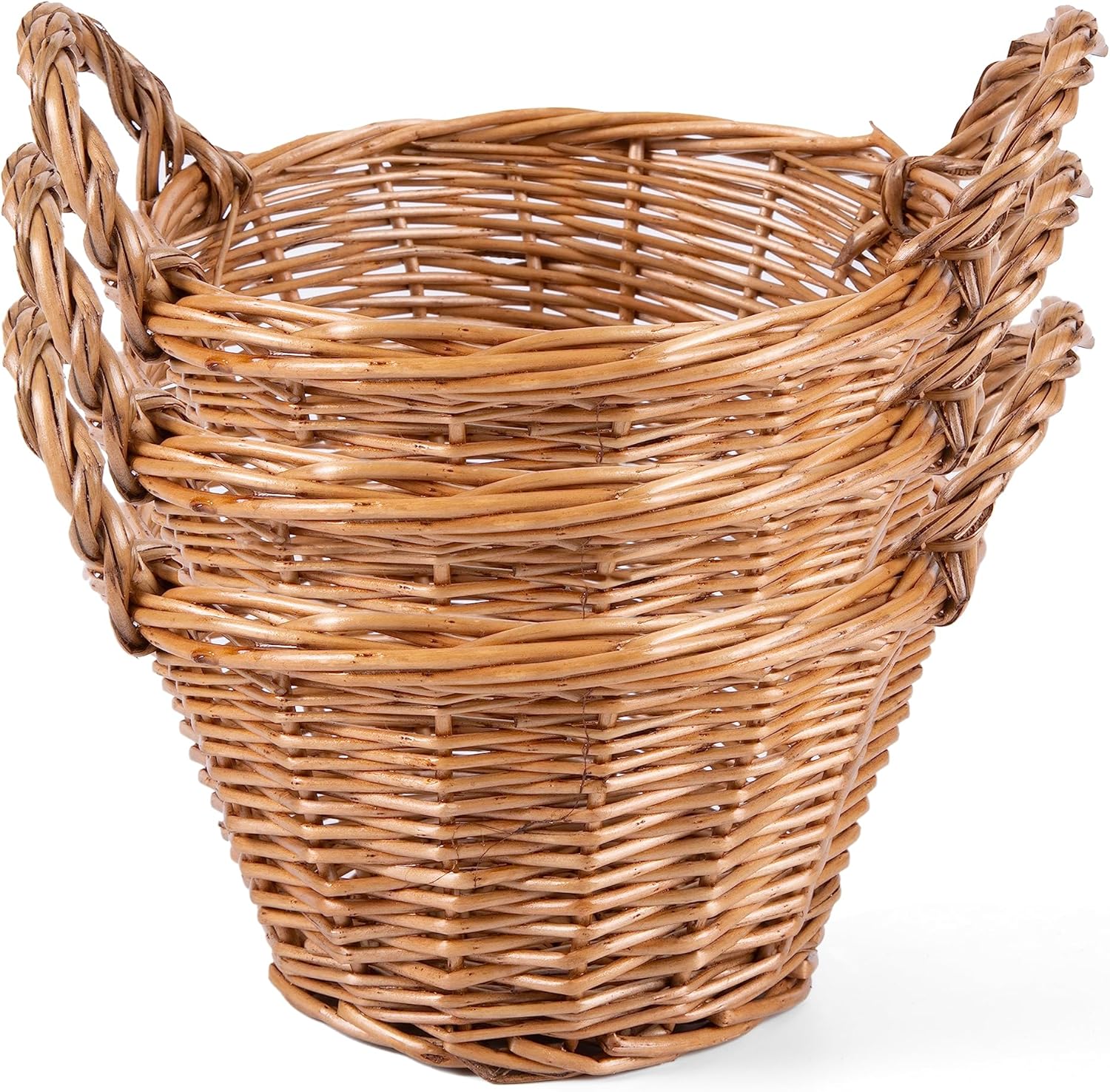 Pack of 3 Round Bread Basket Wicker Basket with Handles Gift Hampers ...