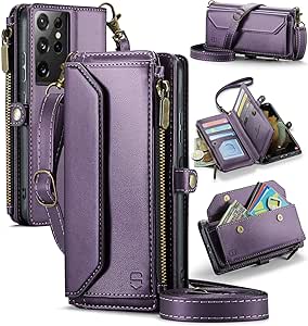Amazon.com: Strapurs Crossbody Wallet Case Compatible with Samsung Galaxy S21 Ultra 5G RFID ...