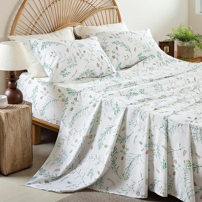 Amazon.com: Whitney Home Textile Floral Printed King Sheet Set - Soft ...