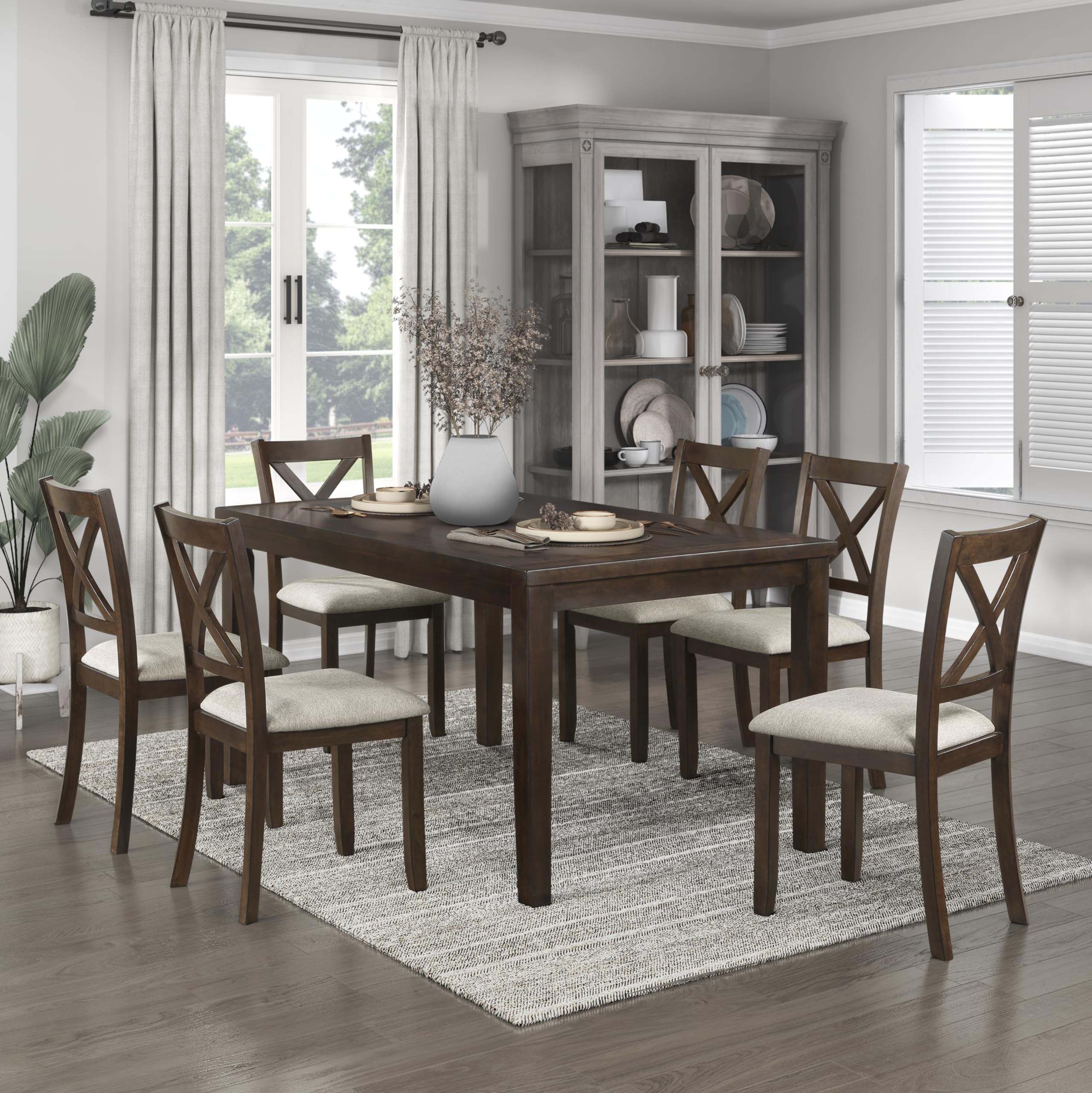 Amazon.com - Lexicon Arles 7-Piece Dining Set, Dark Cherry - Table ...