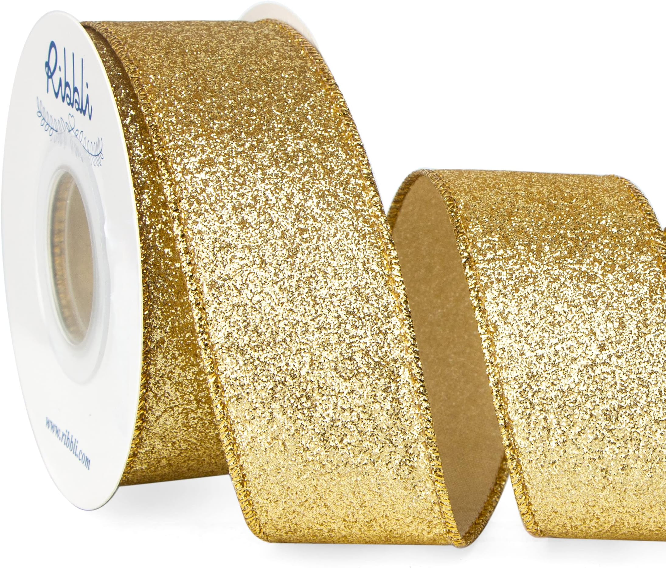 Amazon.com: Ribbli White Glitter Wired Ribbon,Iridescent White Ribbon ...