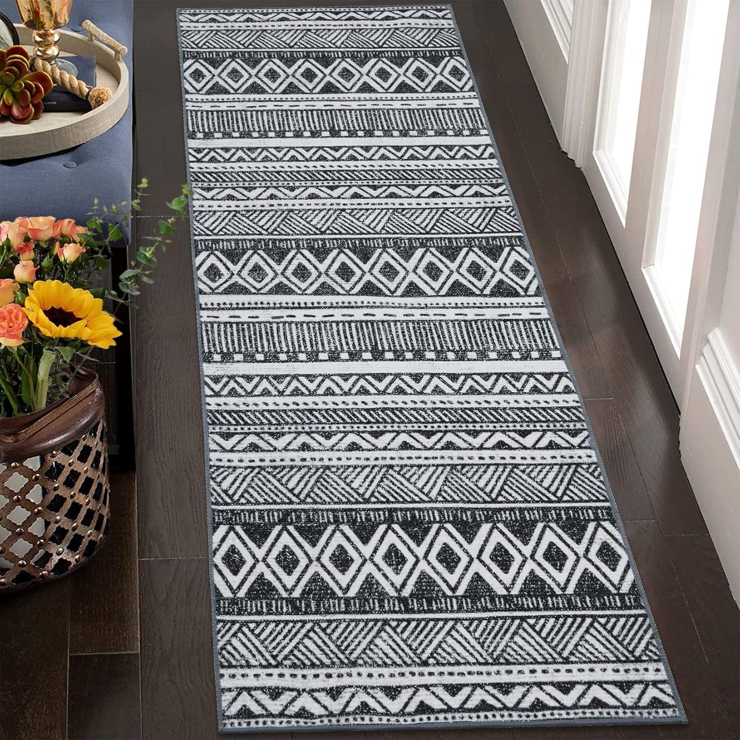 Amazon.com: Fashionwu Boho Runner Rug Hallway Runner Rug Washable Rug ...