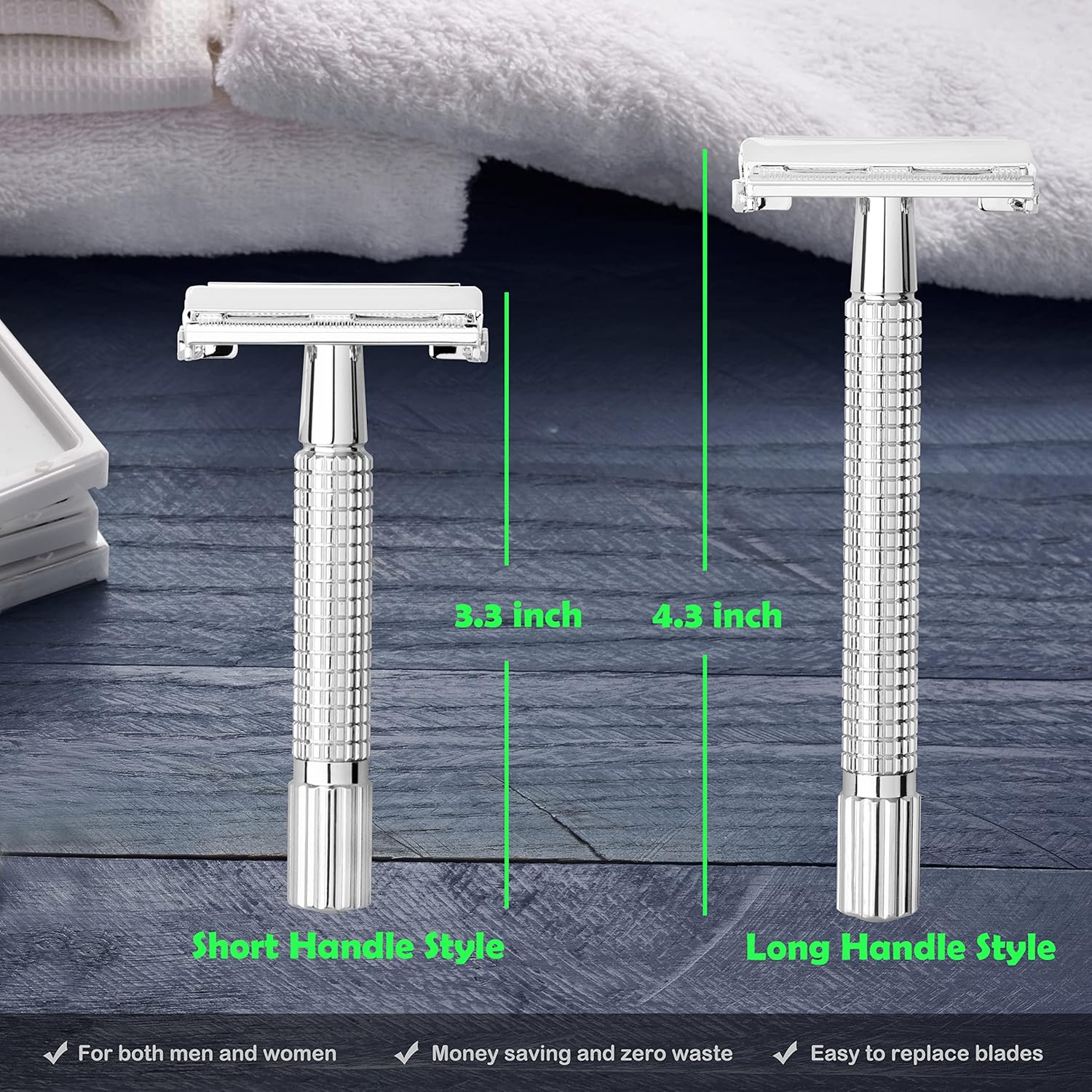 WEISHI rasuradora con mango largo cromado, apertura tipo mariposa ...