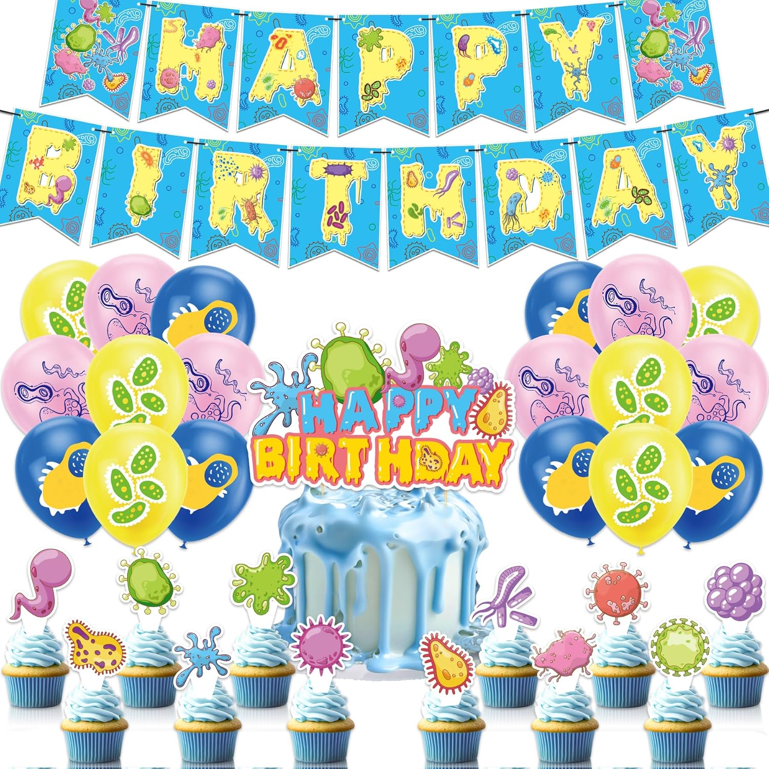 Amazon.com: Virus Party Decorations Bacteria Birthday Party Supplies ...