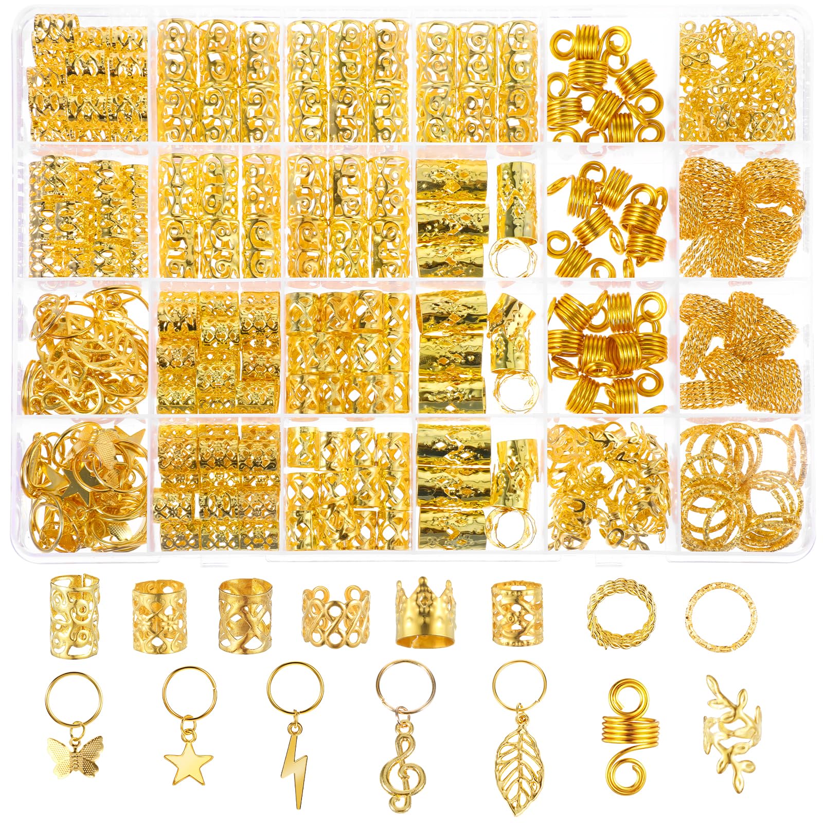 Amazon.com : 275 Pcs Gold Hair Jewelry for Braids, Loc Jewelry for Hair ...
