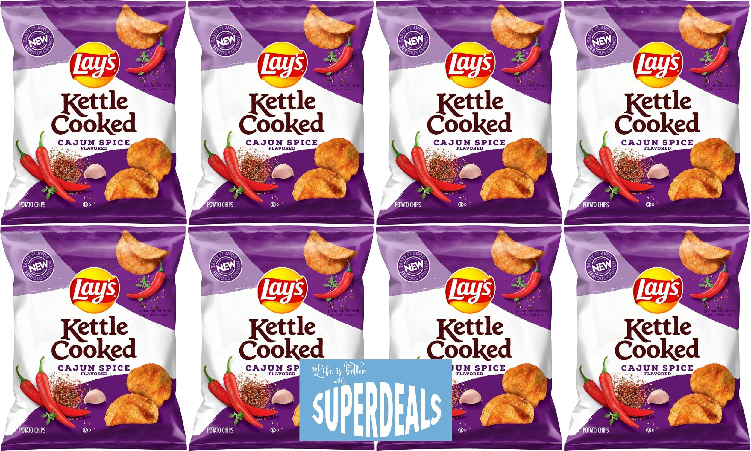 Amazon.com: Lay's Kettle Cooked Potato Chips, 40% Less Fat Original, 1. ...