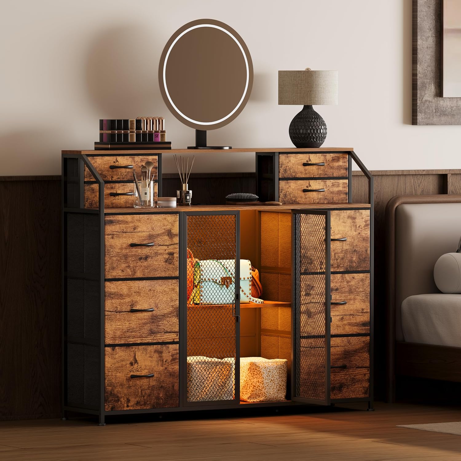 Amazon.com: LUMTOK 10 Drawers Dresser, Drawer Dressers with Shelves ...