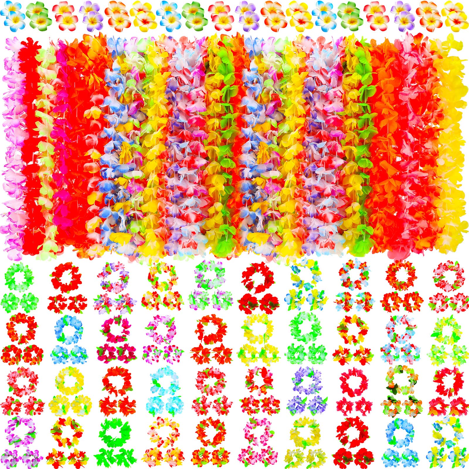 Amazon.com: Giegxin 200 Pcs Hawaiian Luau Leis Bulk Luau Party ...