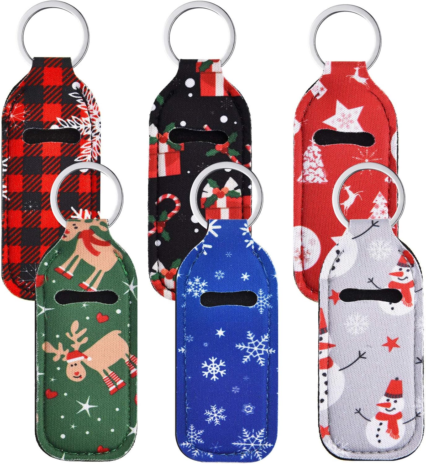 Amazon.com: 6 Pieces Christmas lipstick Holder Keychains Neoprene ...