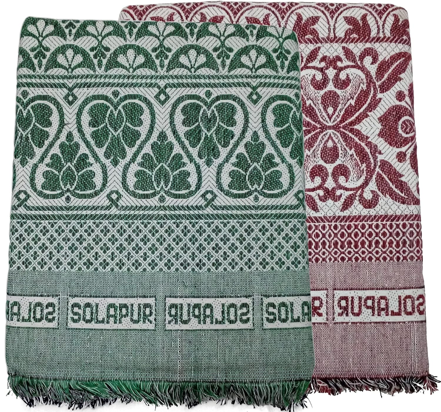 Buy Cotonine - Cotton Single Size Solapur Chaddar Blanket, Green & Red ...